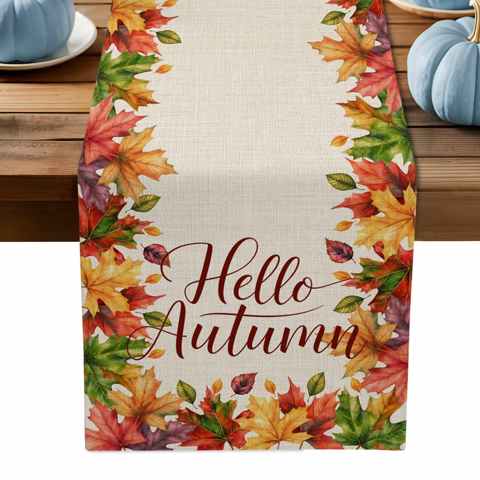 ERUNPONLY Maple Leaves Thanksgiving Table Runner - 72 Inch Long Fall ...