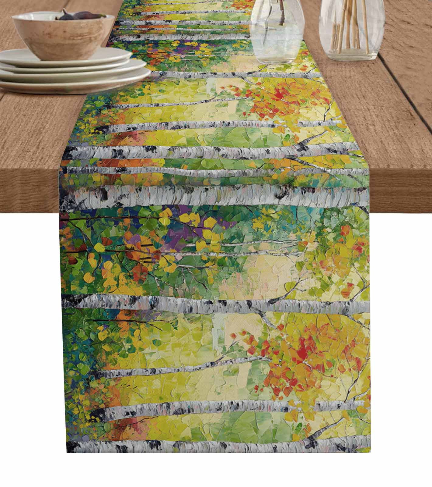 ERUNPONLY Modern Oil Painting Table Runner - 120 Inch Long Summer ...