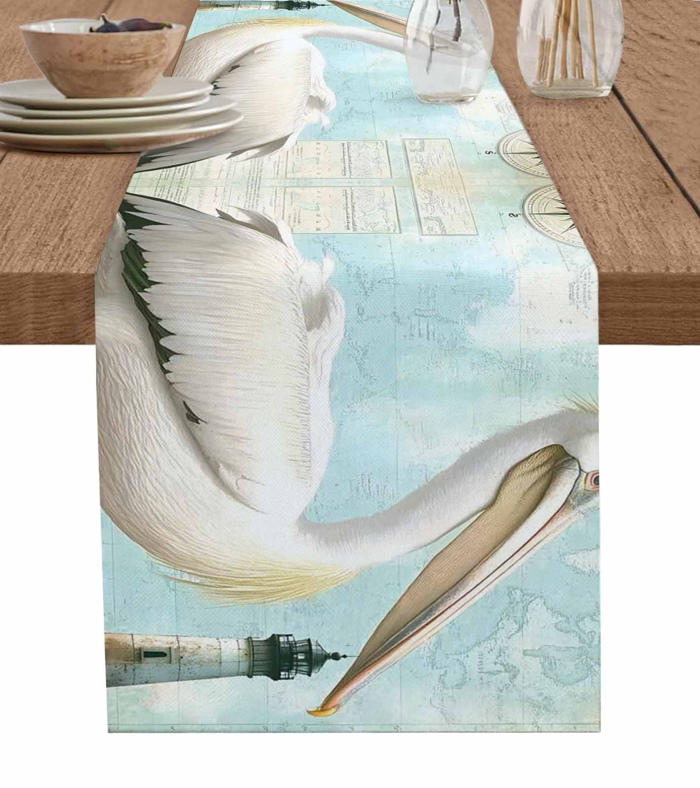 ERUNPONLY Nautical Coastal Table Runner - 72 Inch Long Summer Vintage ...