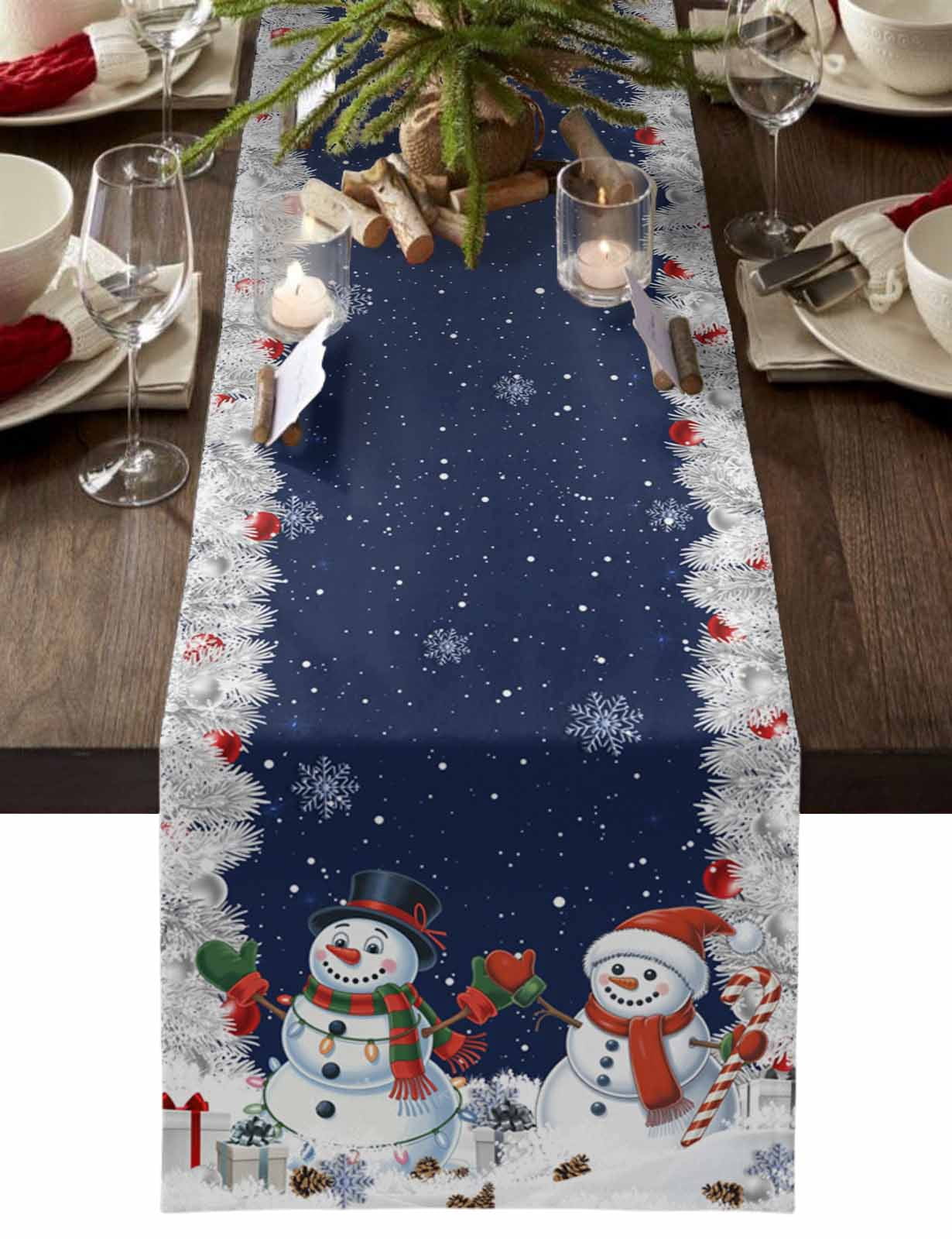 ERUNPONLY Navy Blue Christmas Table Runner - 48 Inch Long Xmas Balls ...
