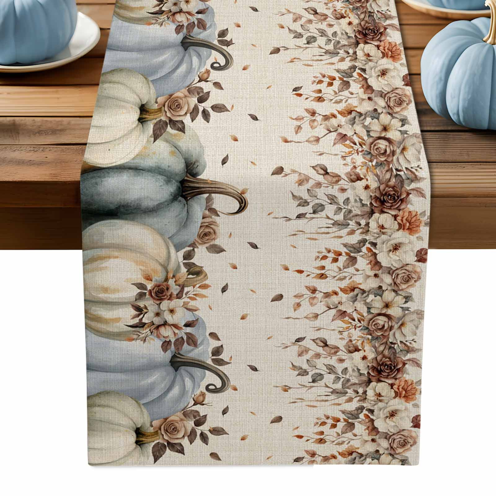 ERUNPONLY Navy Blue Pumpkin Fall Table Runner - 120 Inch Long ...