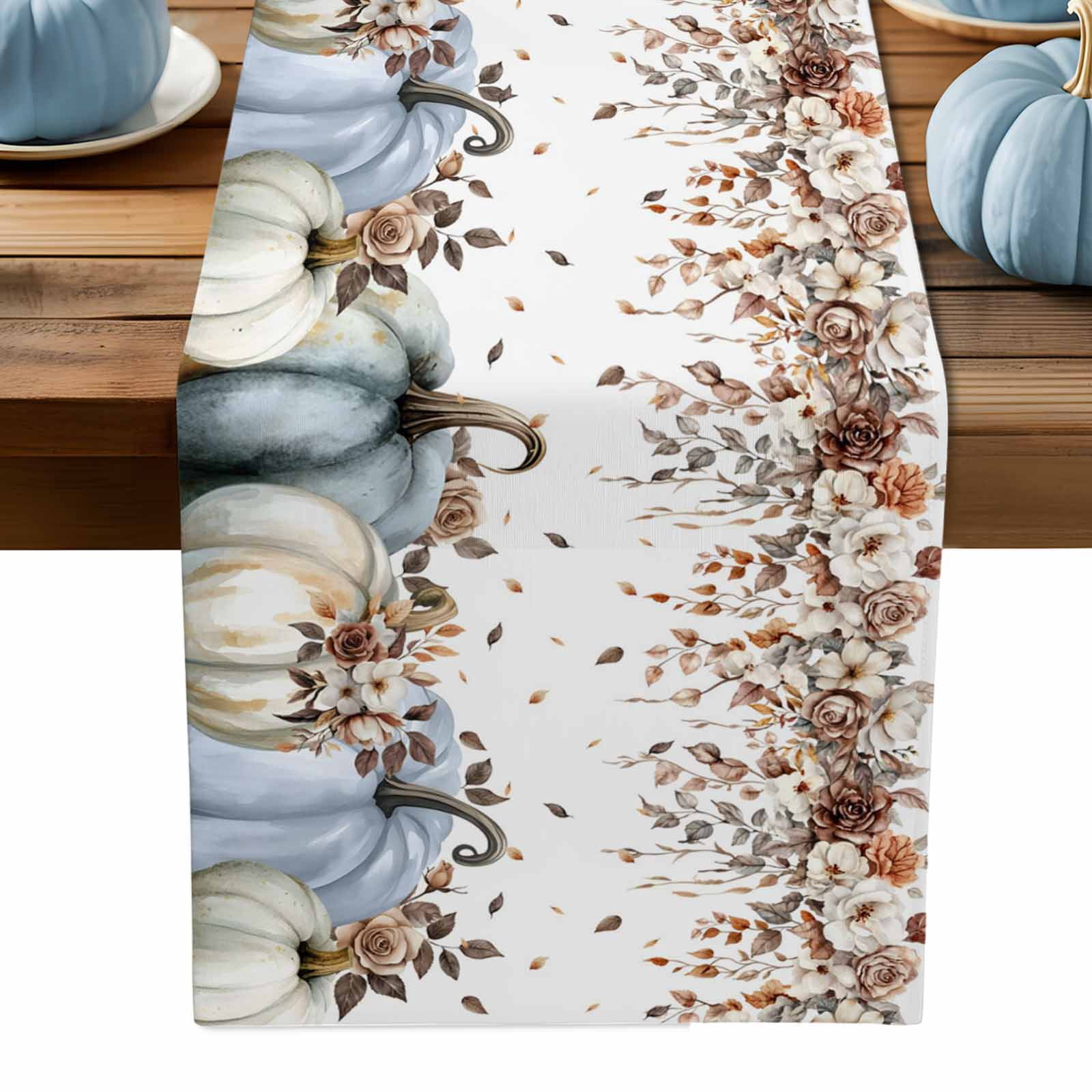 ERUNPONLY Navy Blue Pumpkin Fall Table Runner - 72 Inch Long ...