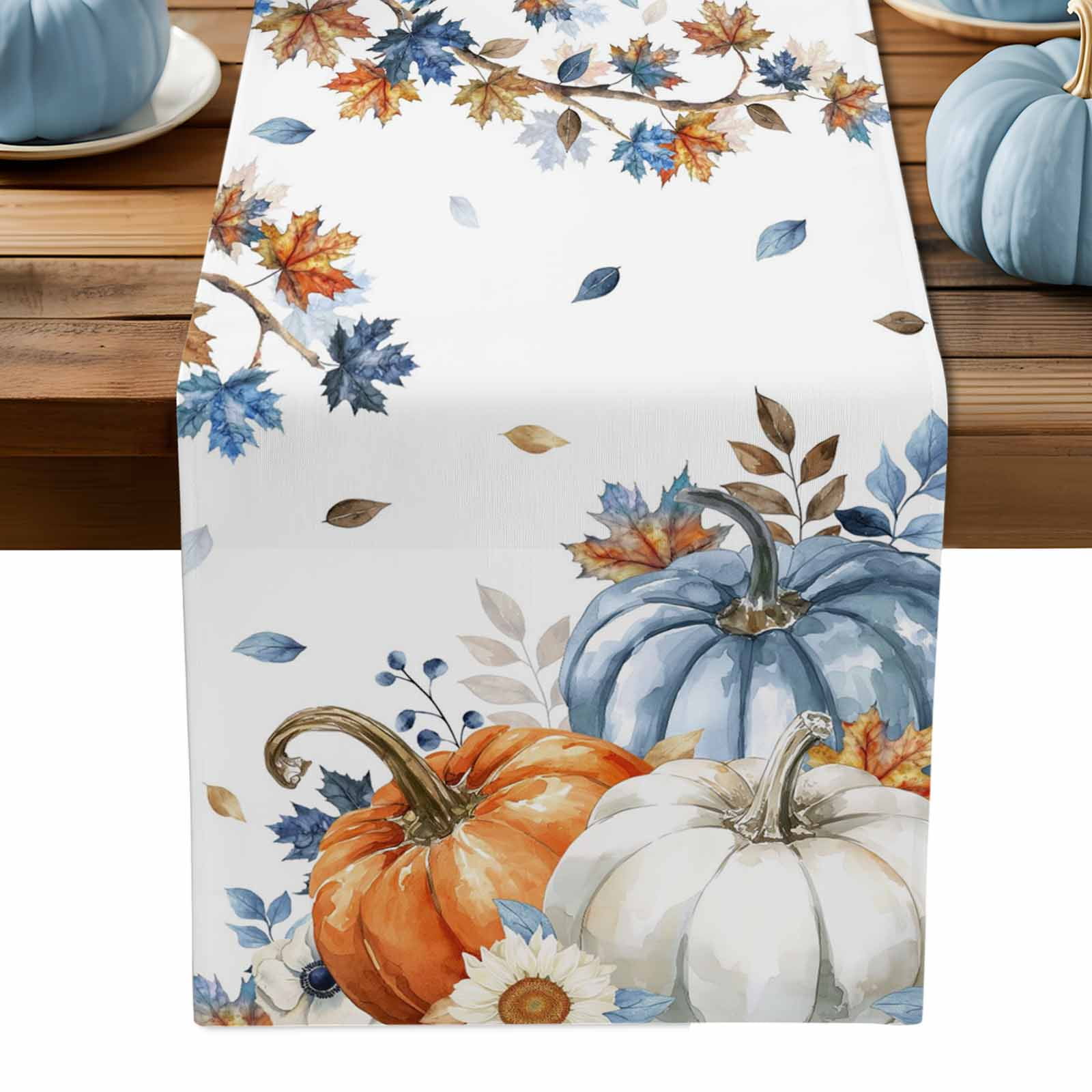 ERUNPONLY Navy Blue Pumpkin Fall Table Runner - 72 Inch Long ...