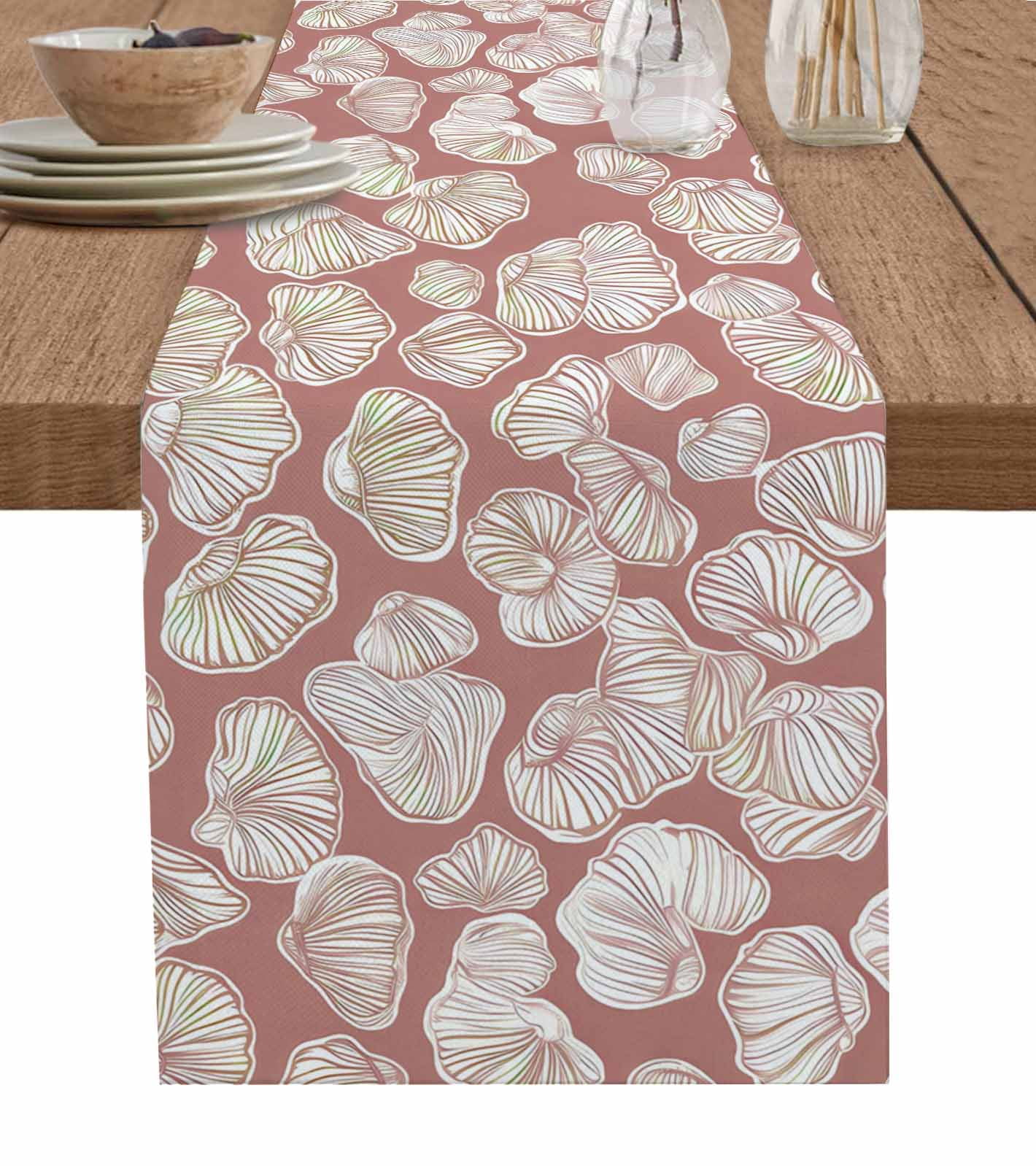 ERUNPONLY Ocean Conch Table Runner - 72 Inch Long Coastal Red-brown ...