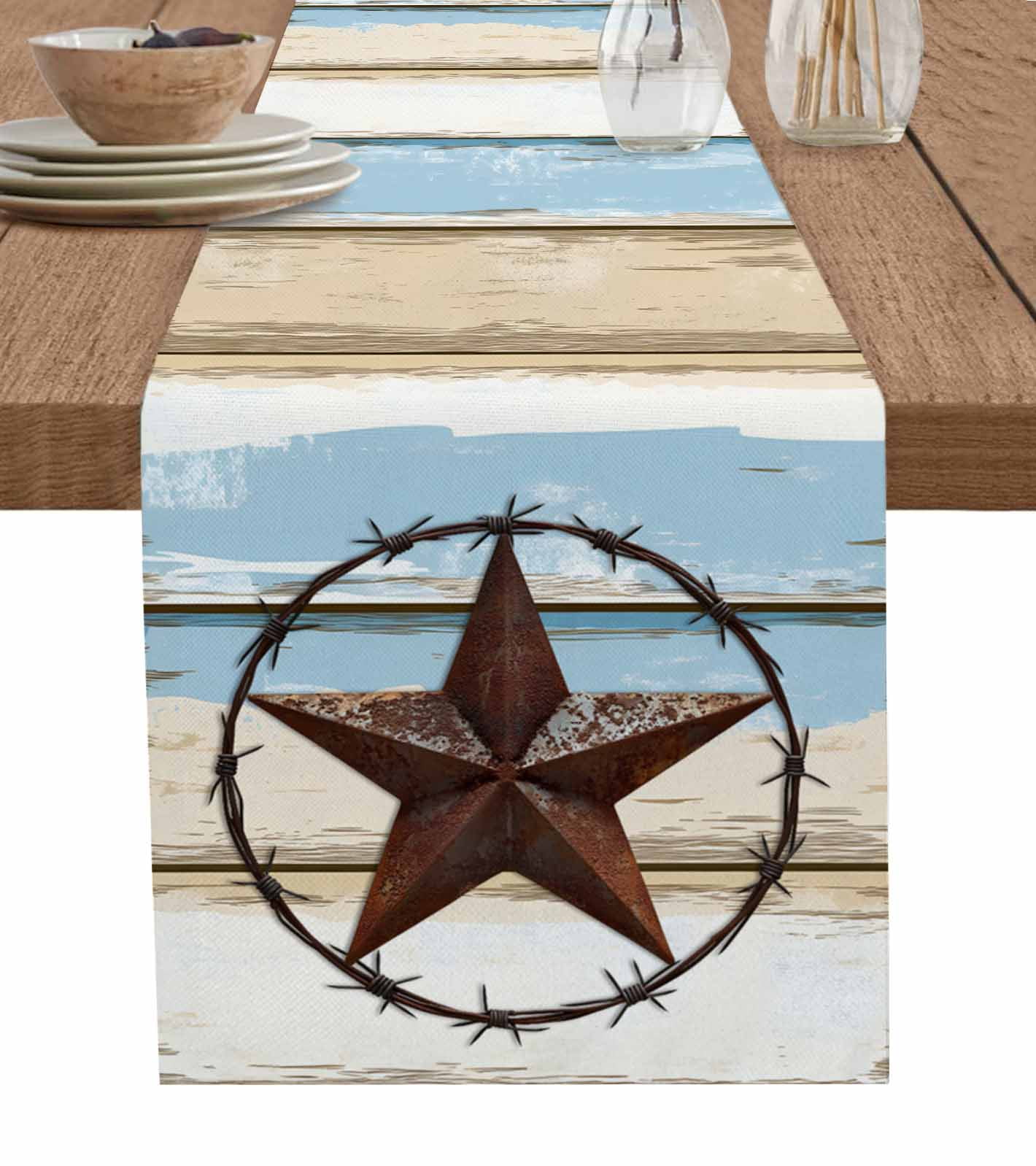 ERUNPONLY Ombre Wooden Grain Table Runner - 90 Inch Long Western ...