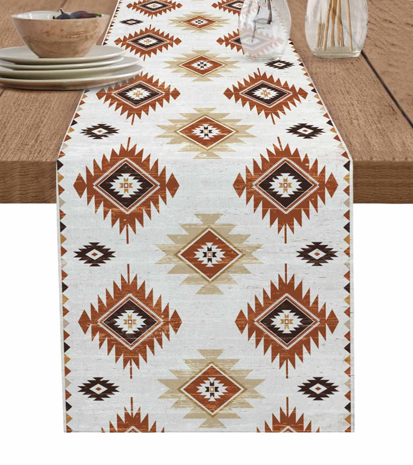 ERUNPONLY Orange Aztec Table Runner - 72 Inch Long Southwest Neutral ...