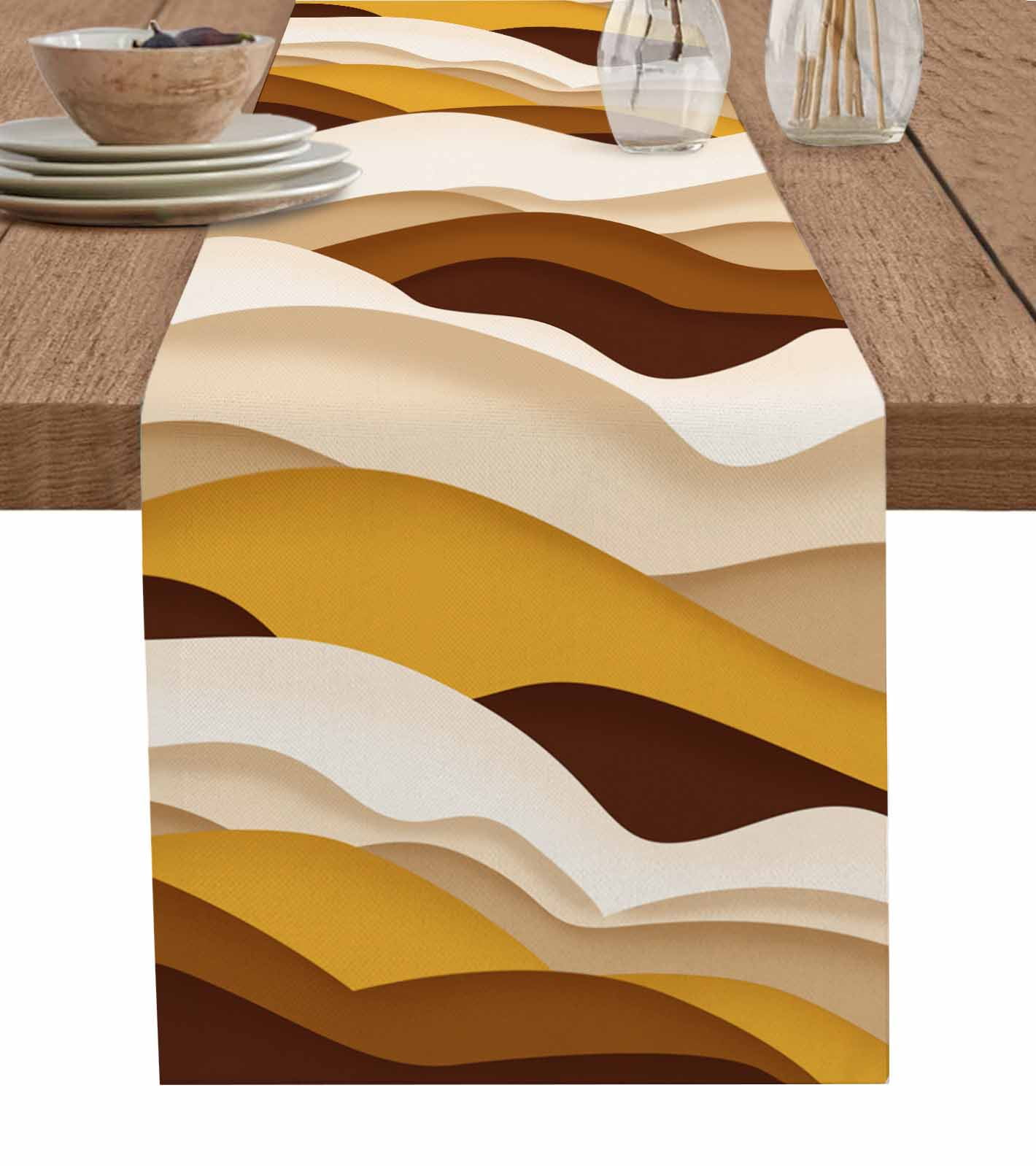 ERUNPONLY Orange Brown Ombre Table Runner - 72 Inch Long Modern ...