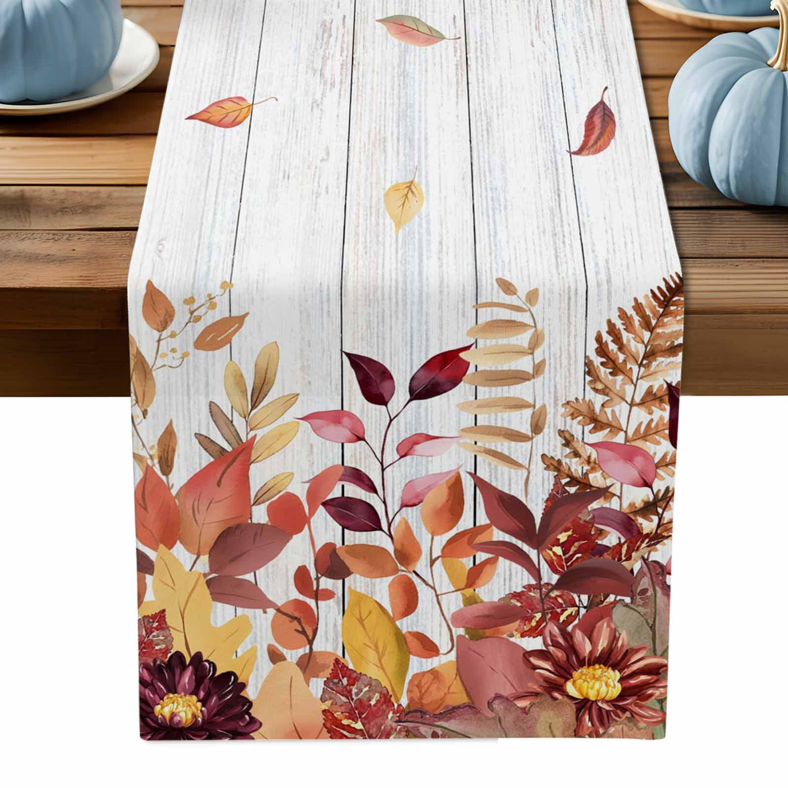 ERUNPONLY Orange Fall Leaves Table Runner - 72 Inch Long Maple ...