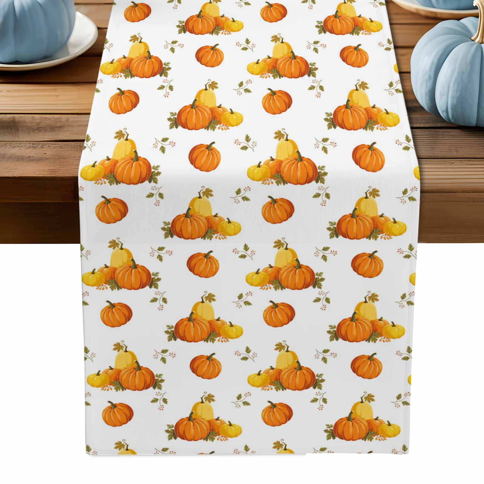 ERUNPONLY Orange Fall Pumpkins Table Runner - 72 Inch Long Autumn ...