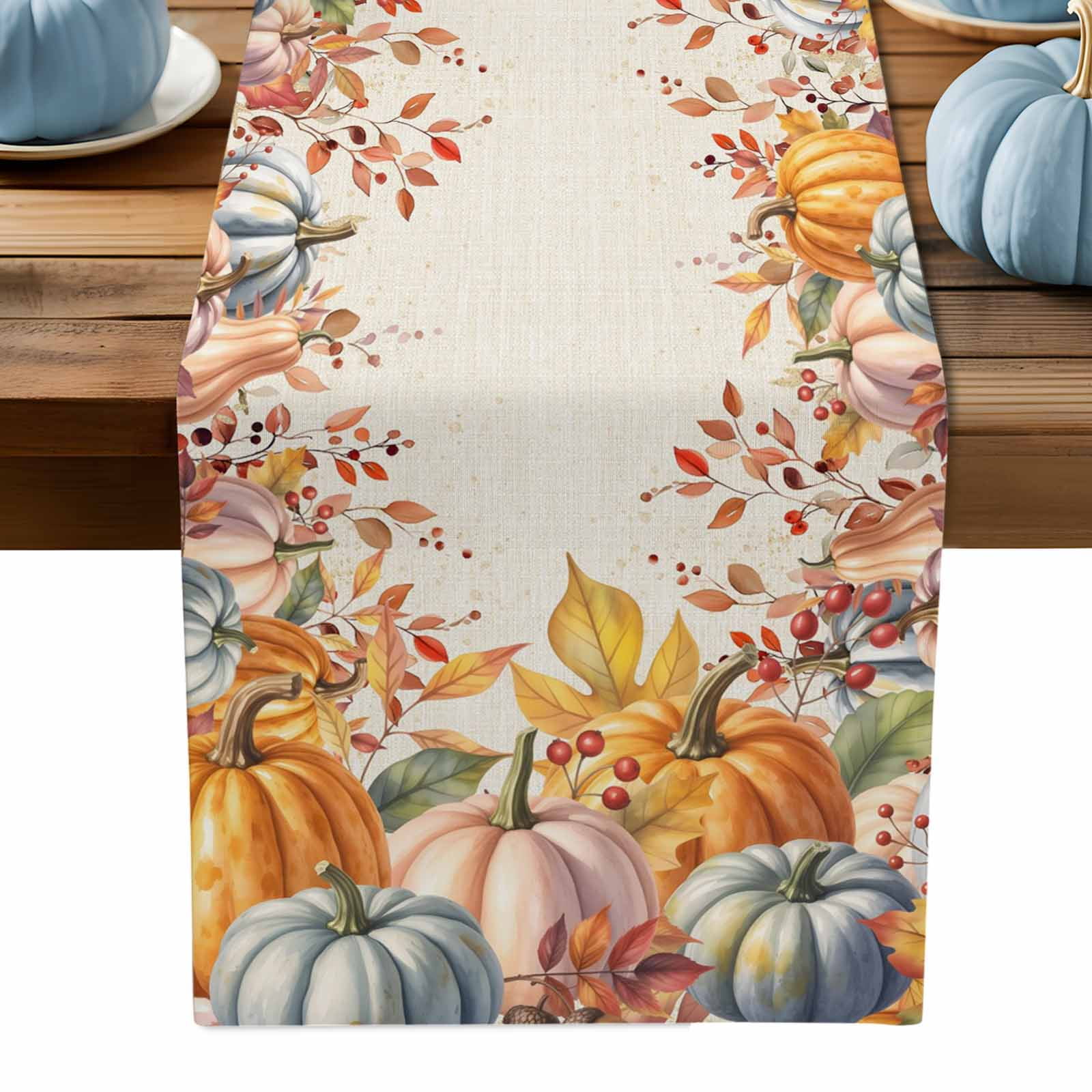 ERUNPONLY Orange Fall Table Runner - 108 Inch Long Thanksgiving ...