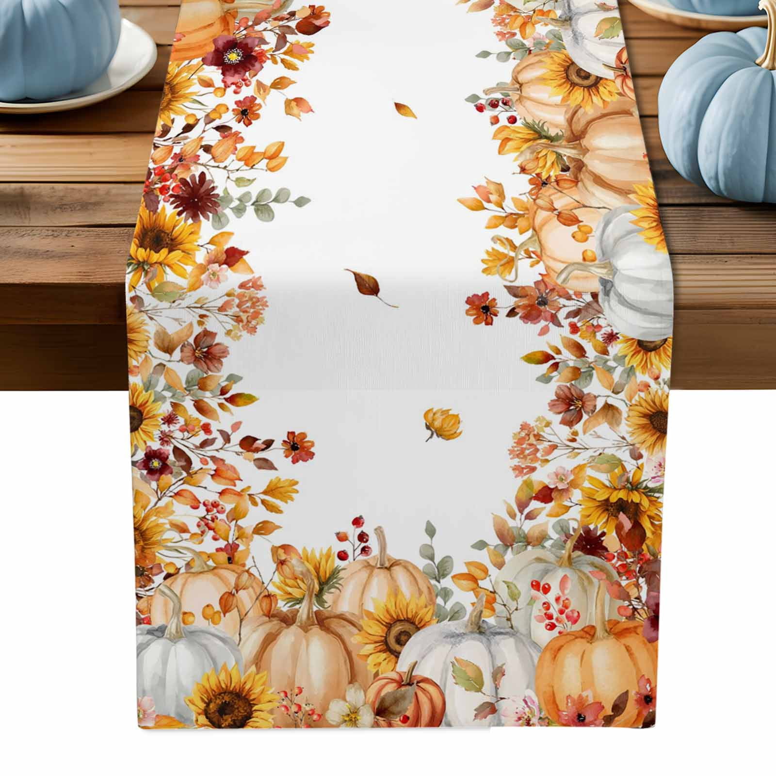 ERUNPONLY Orange Fall Table Runner - 72 Inch Long Thanksgiving Pumpkins ...