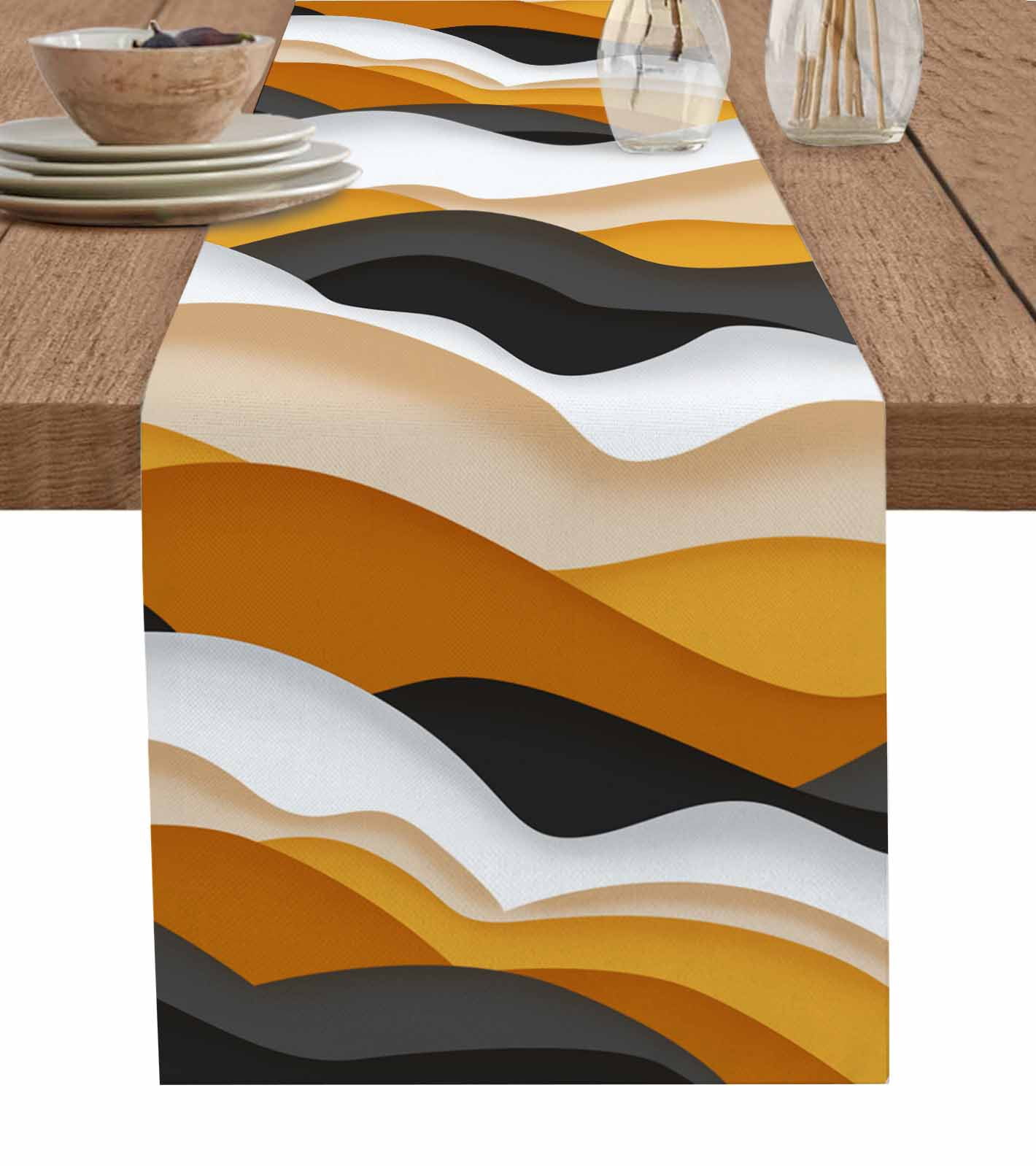 ERUNPONLY Orange Gray Ombre Table Runner - 60 Inch Long Modern ...