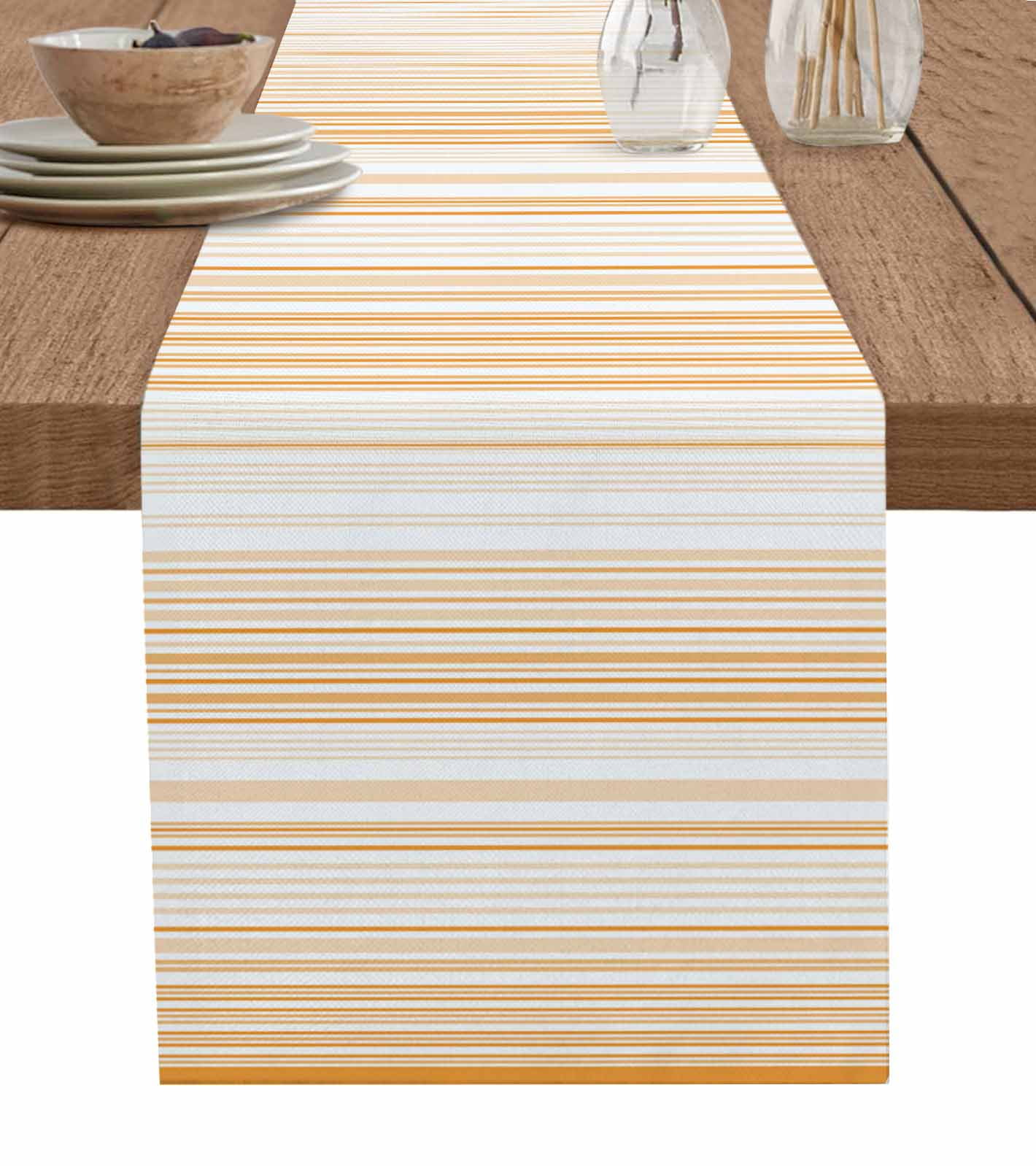 ERUNPONLY Orange Stripe Table Runner - 72 Inch Long Abstract Art Modern ...