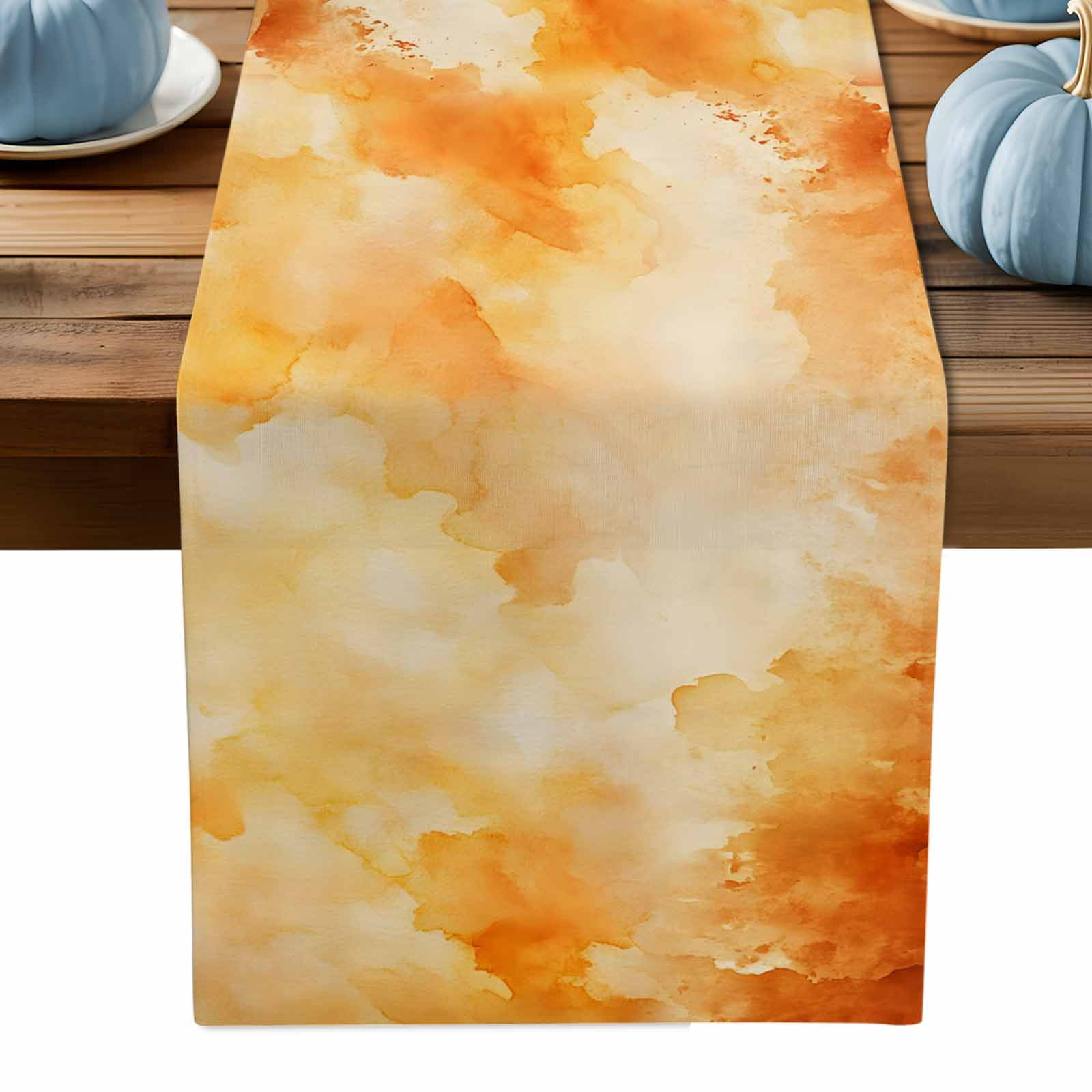 ERUNPONLY Orange Table Runner - 72 Inch Long Watercolor Farmhouse Ombre ...