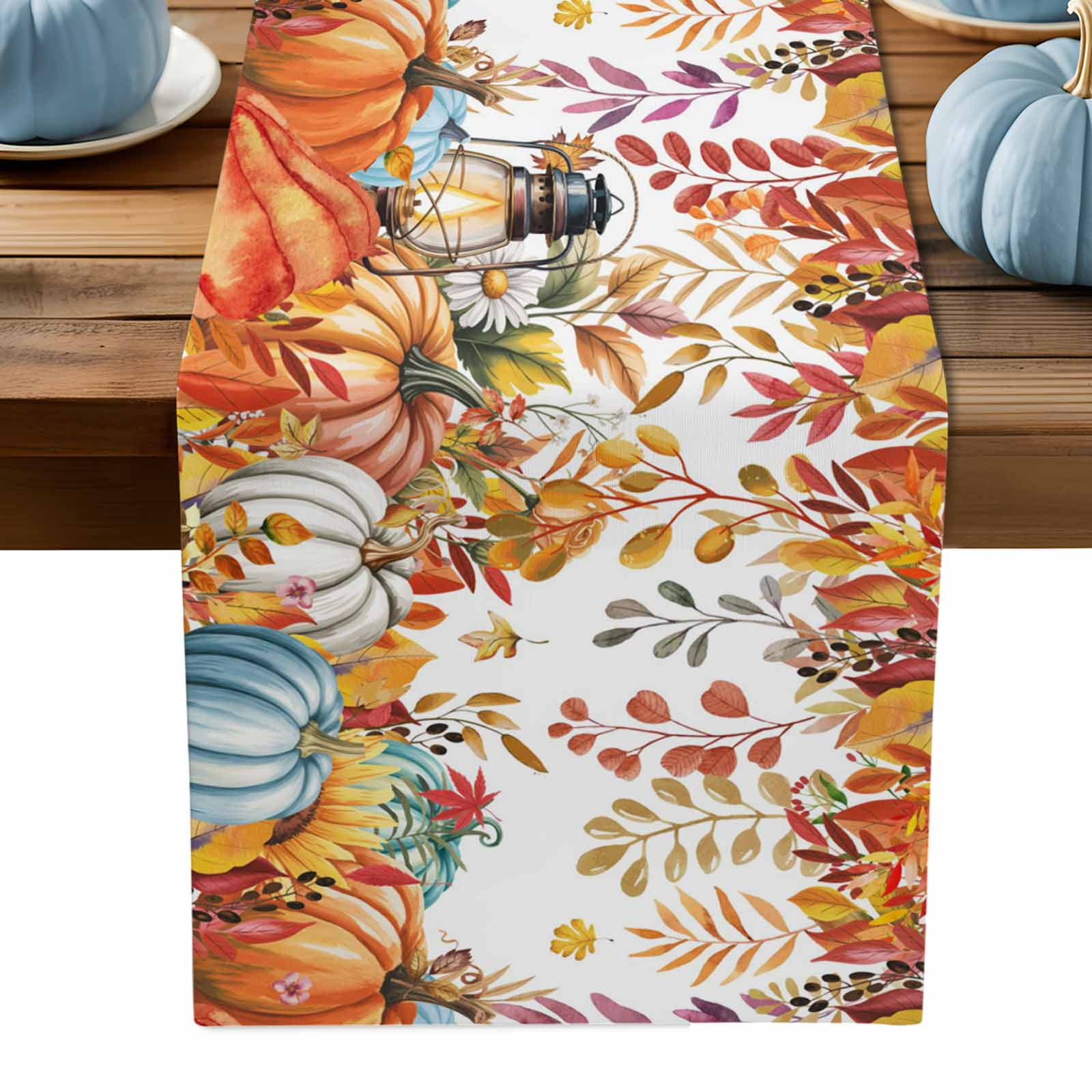 ERUNPONLY Orange Thanksgiving Fall Table Runner - 108 Inch Long Orange ...
