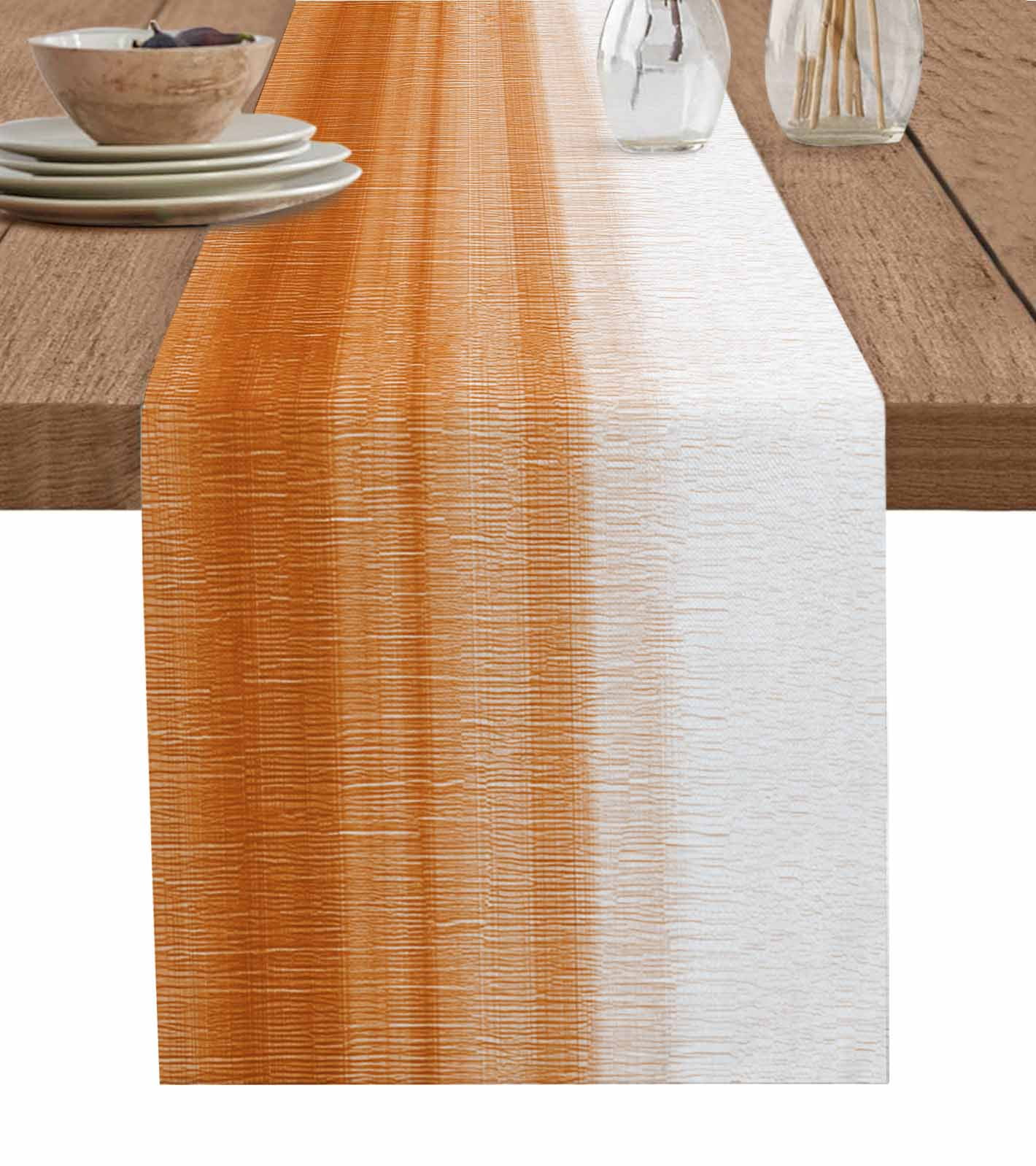 ERUNPONLY Orange White Ombre Table Runner - 72 Inch Long Farmhouse ...