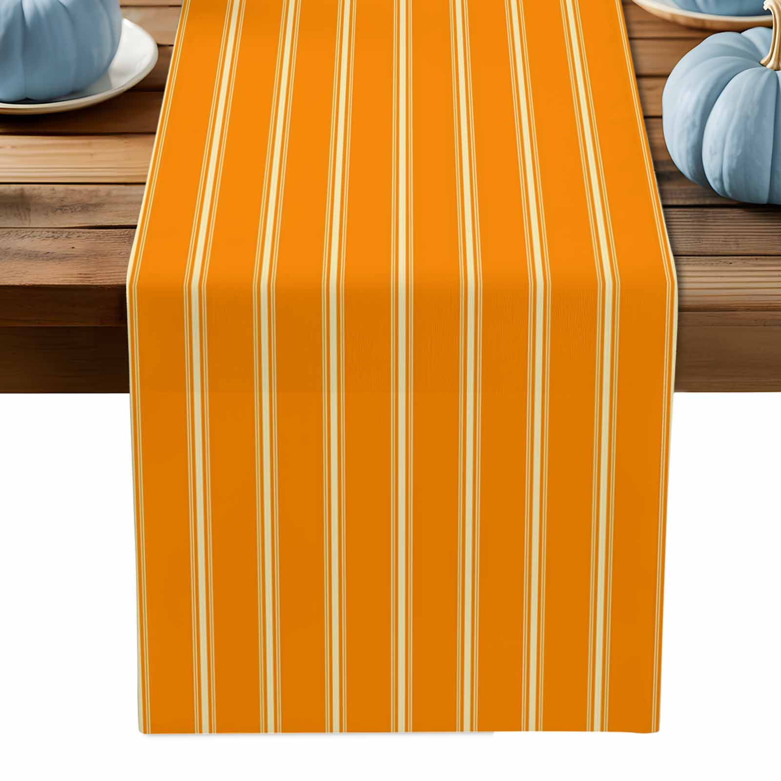 ERUNPONLY Orange Yellow Striped Table Runner - 108 Inch Long Country ...