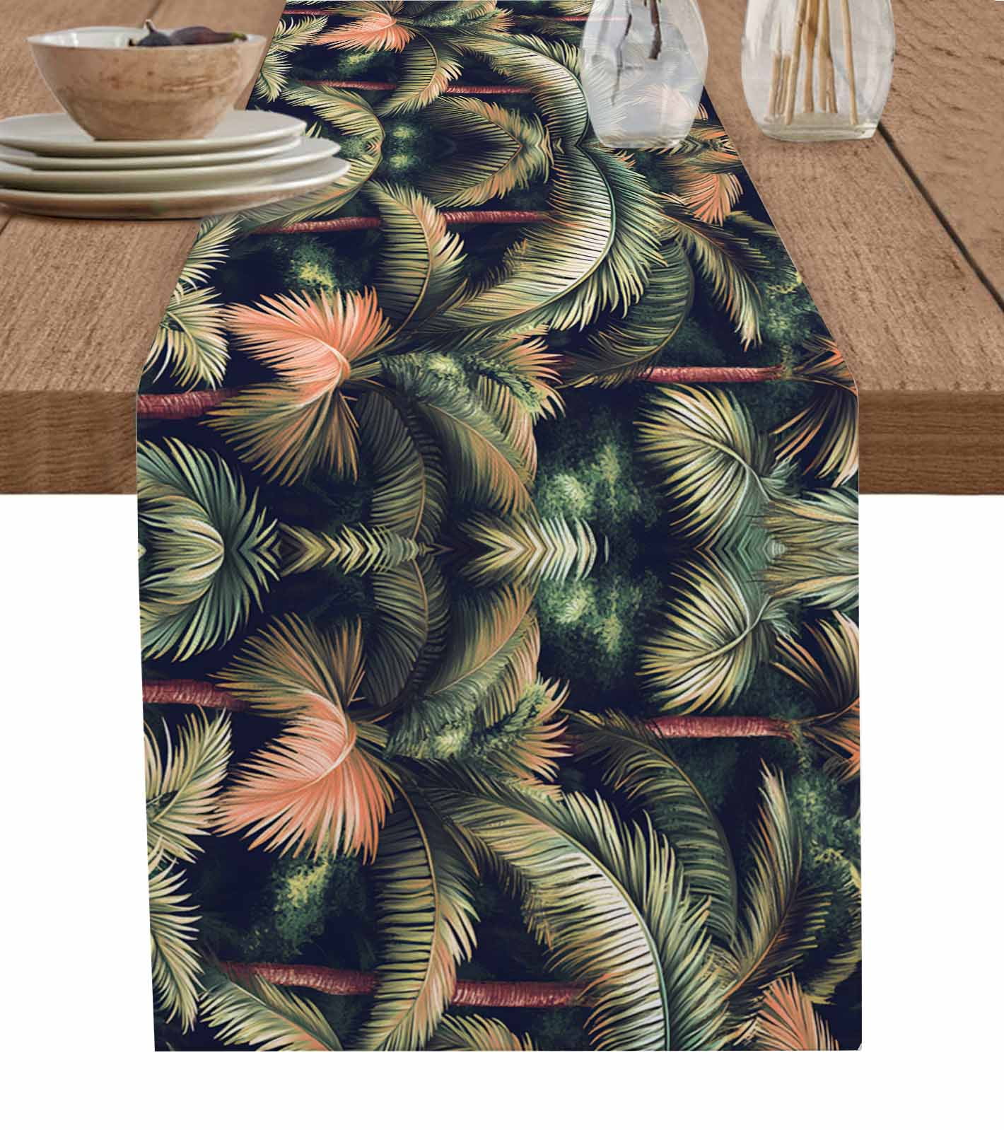 ERUNPONLY Palm Forest Table Runner - 60 Inch Long Country Summer ...
