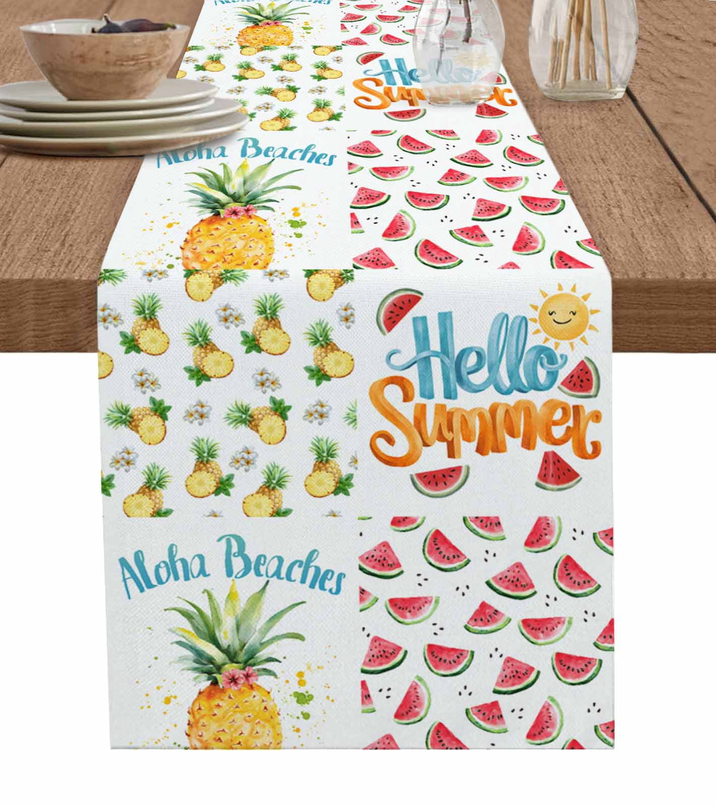 ERUNPONLY Pineapple Watermelon Table Runner - 108 Inch Long Summer ...