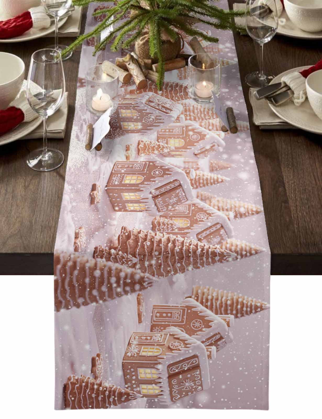 ERUNPONLY Pink Christmas Table Runner - 90 Inch Long Xmas Farmhouse ...