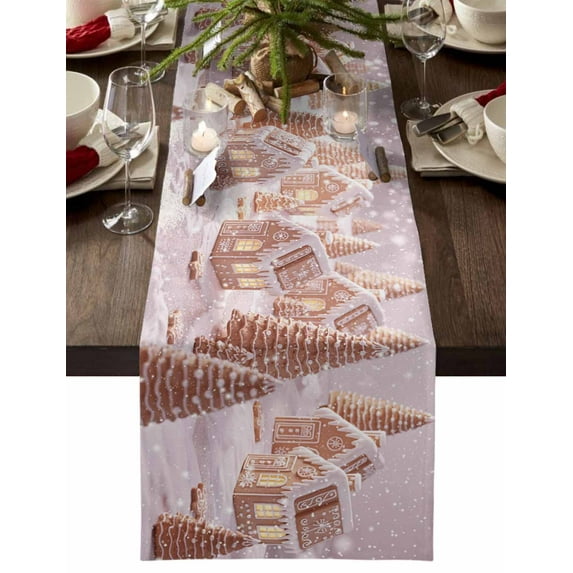 ERUNPONLY Pink Christmas Table Runner - 90 Inch Long Xmas Farmhouse ...