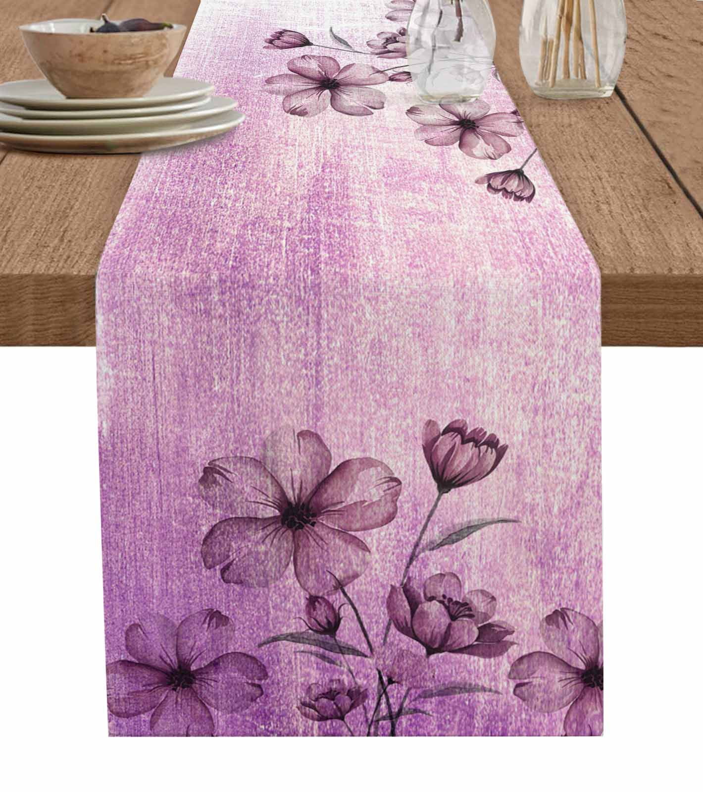 ERUNPONLY Pink Floral Table Runner - 36 Inch Long Vintage Botanical ...