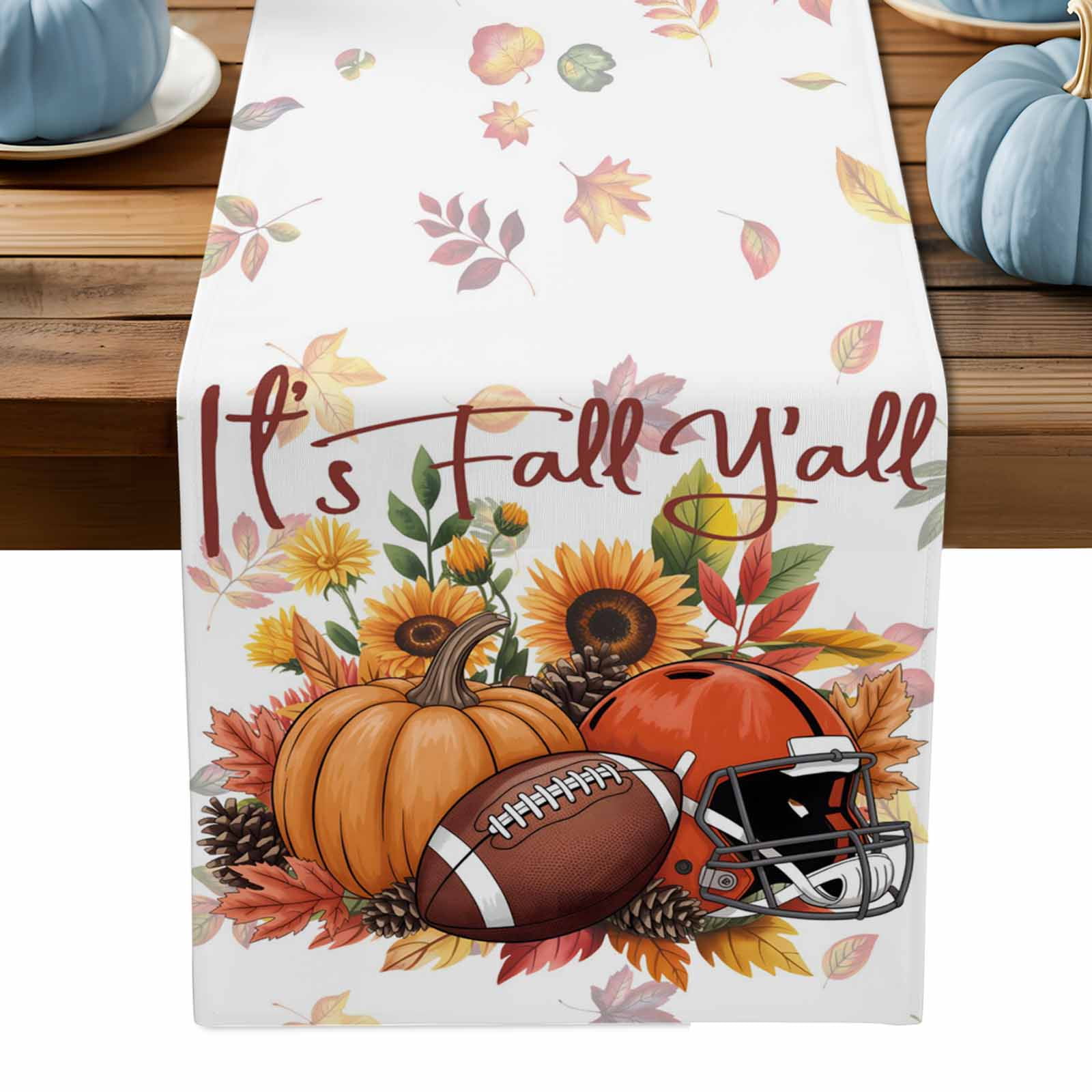 ERUNPONLY Pumpkin Football Fall Table Runner - 120 Inch Long ...