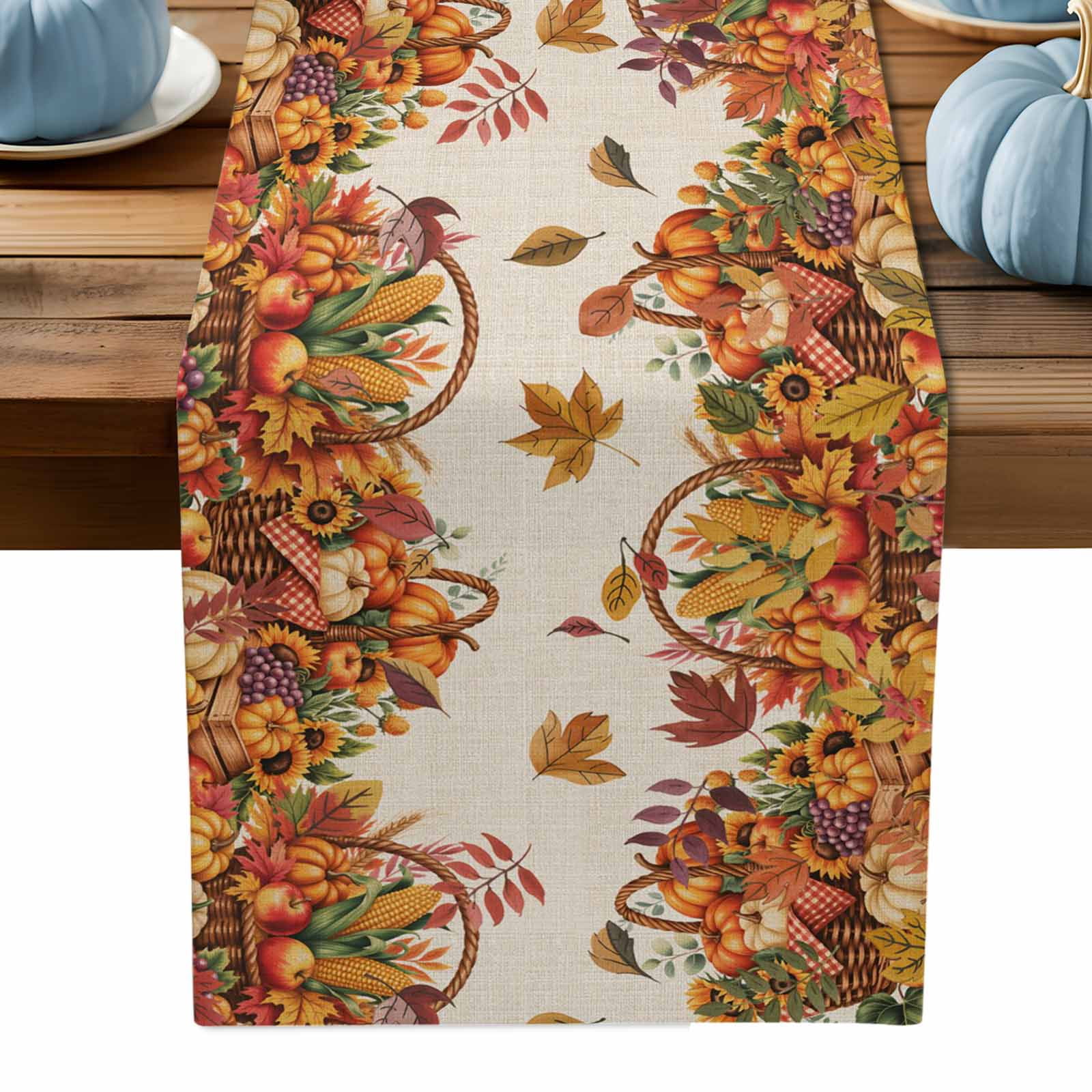 ERUNPONLY Pumpkins Fall Table Runner - 108 Inch Long Harvest ...