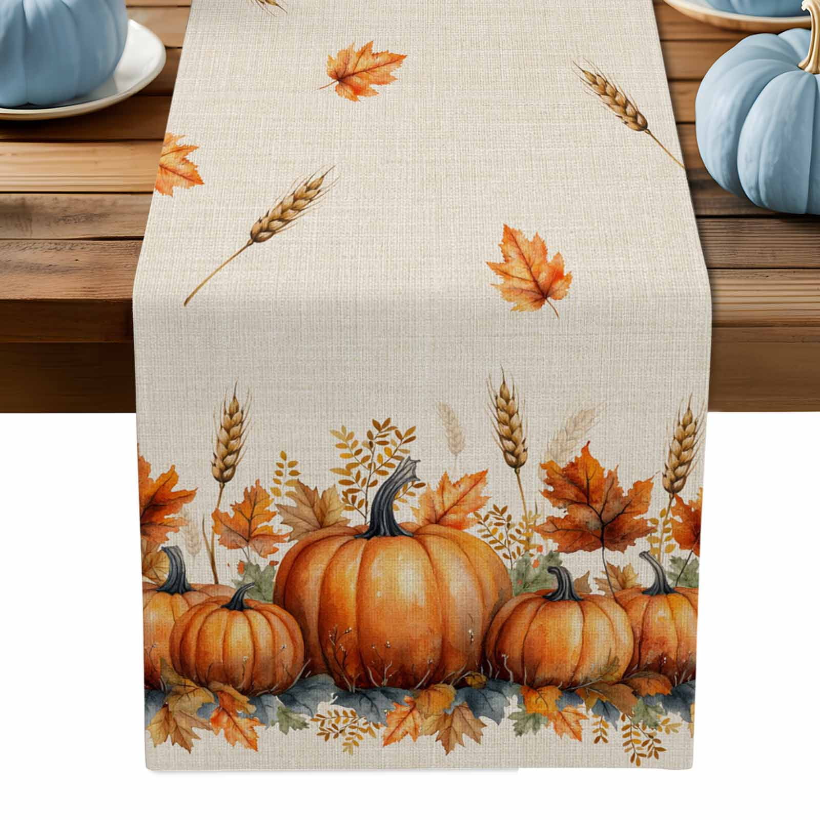 ERUNPONLY Pumpkins Fall Table Runner - 72 Inch Long Thanksgiving Maple ...