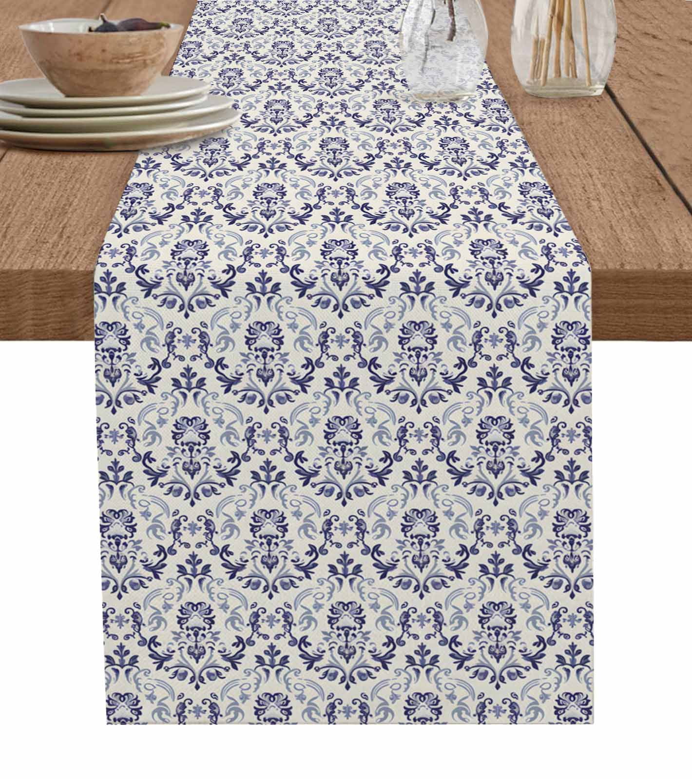 ERUNPONLY Purple Baroque Table Runner - 60 Inch Long Abstract Art ...