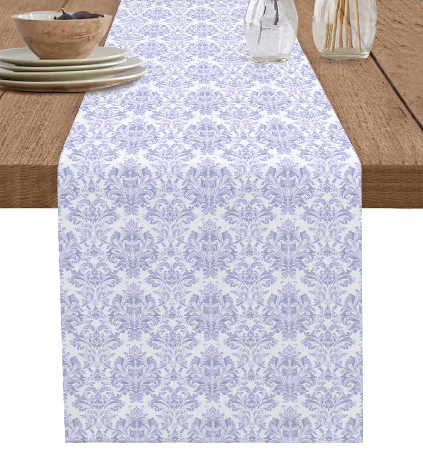 ERUNPONLY Purple Baroque Table Runner - 60 Inch Long Chic Luxury ...