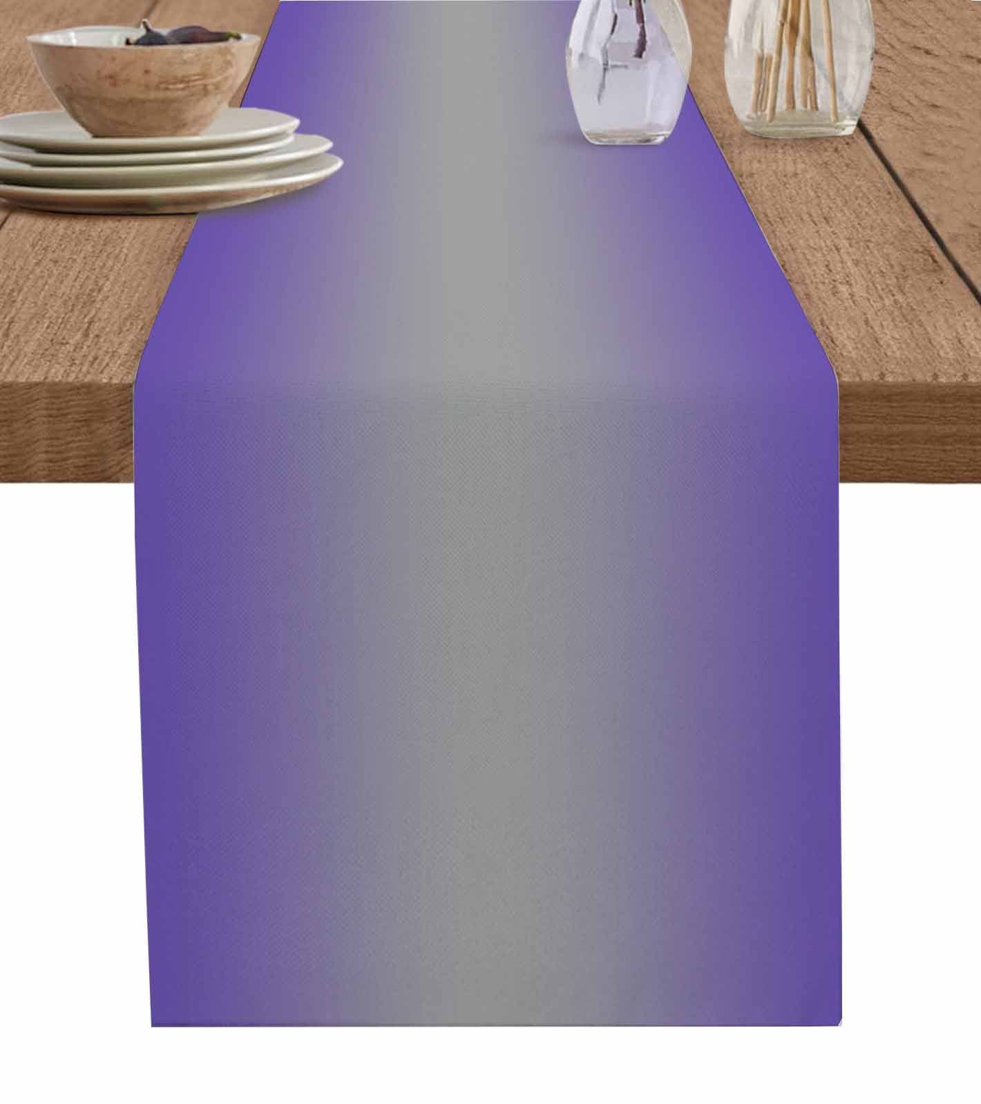 ERUNPONLY Purple Grey Ombre Table Runner - 72 Inch Long Modern Gradient ...