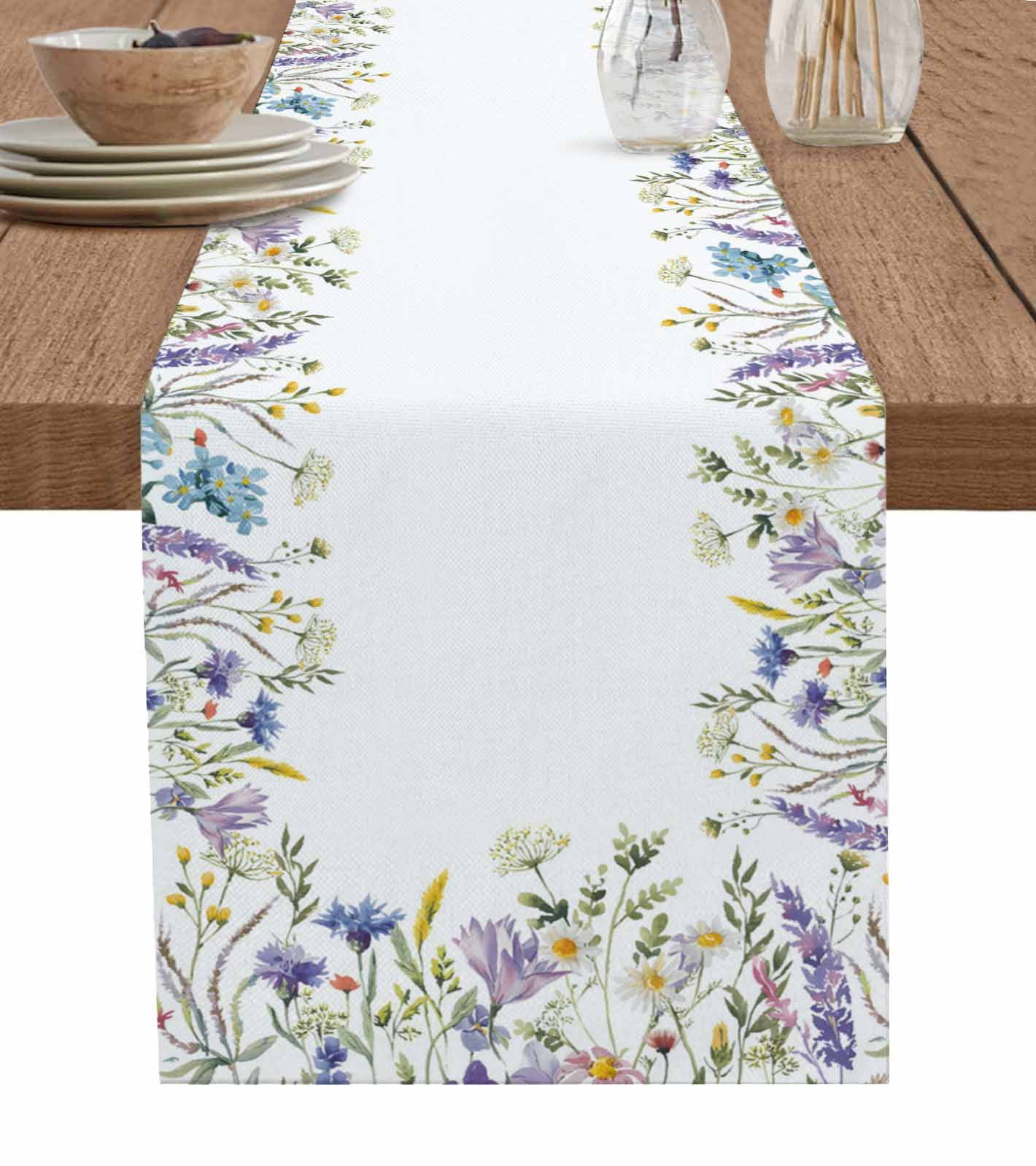 ERUNPONLY Purple Lavender Table Runner - 72 Inch Long Spring Pastoral ...