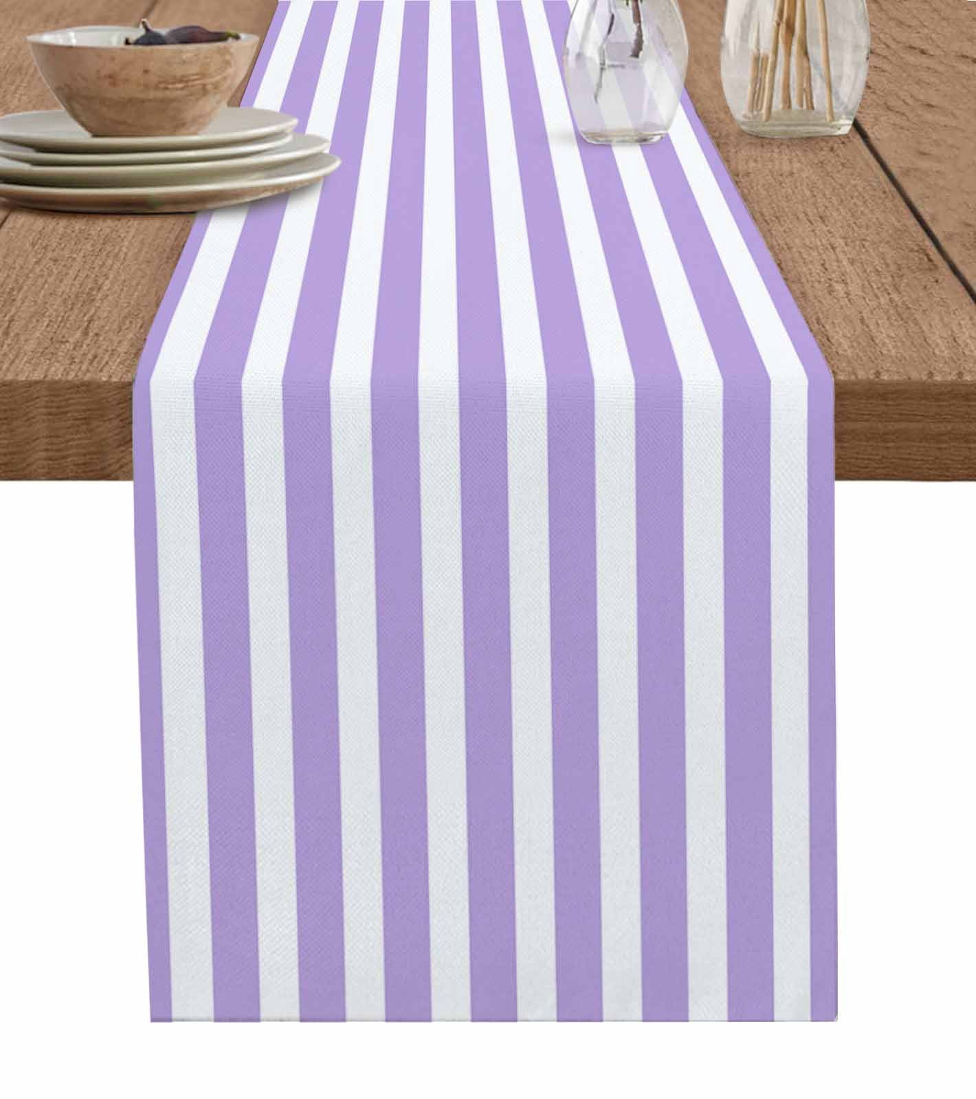 ERUNPONLY Purple Striped Table Runner - 72 Inch Long Modern Farmhouse ...