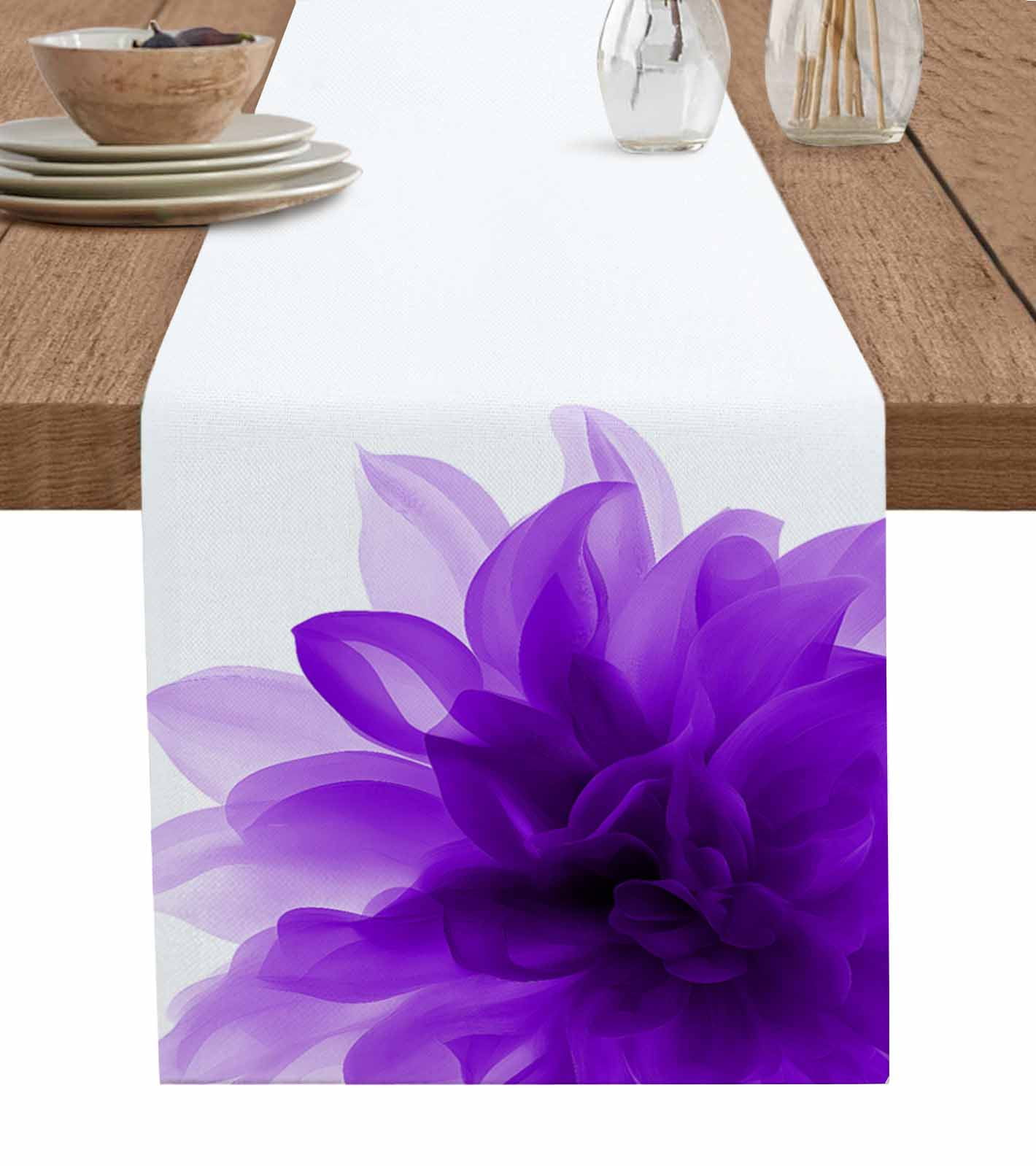ERUNPONLY Purple Table Runner - 60 Inch Long Boho Modern Floral ...
