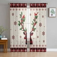ERUNPONLY Red Christmas Elk Sheer Curtains 72 Inch Length 2 Panels Set ...
