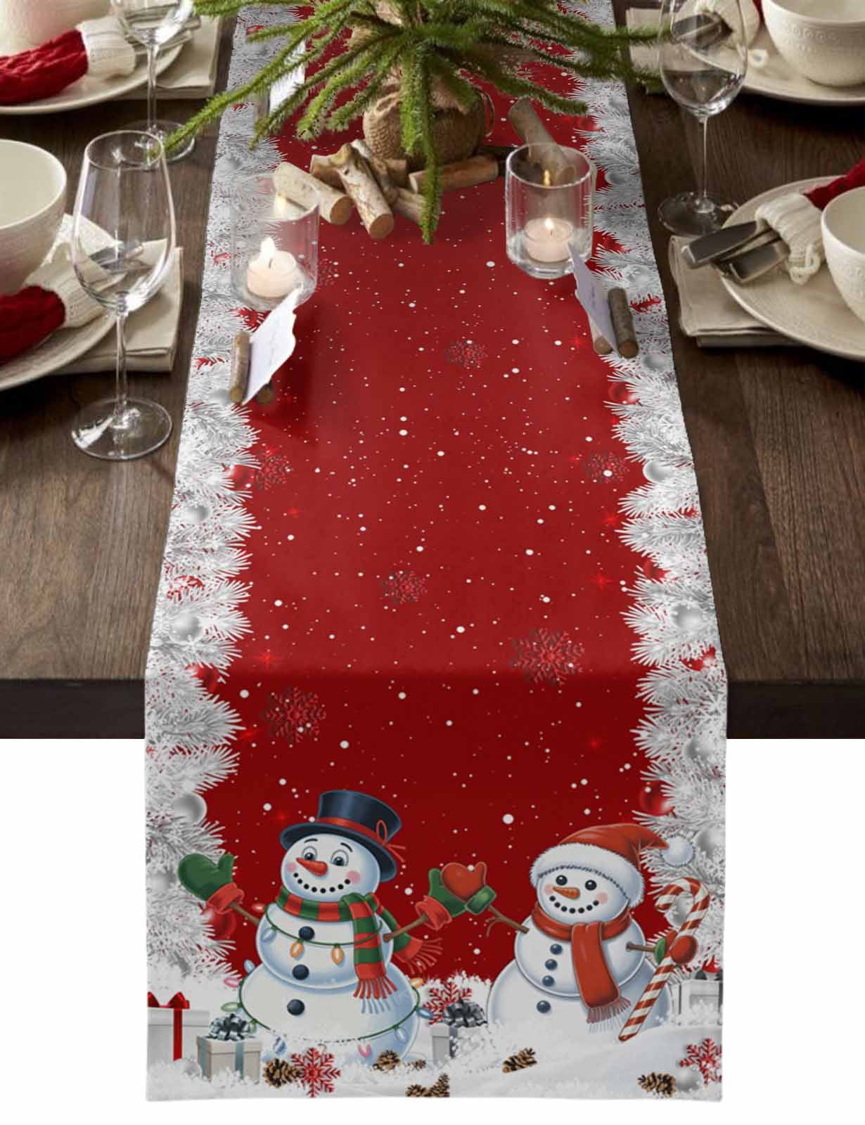 ERUNPONLY Red Christmas Table Runner - 36 Inch Long Xmas Balls ...
