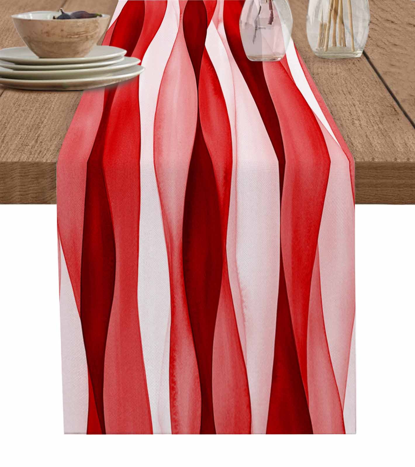 ERUNPONLY Red Striped Table Runner - 70 Inch Long Modern Gradient ...