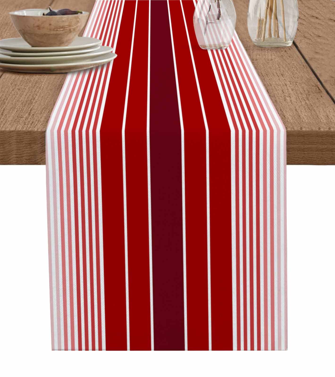 ERUNPONLY Red Striped Table Runner - 72 Inch Long Modern Minimalist ...