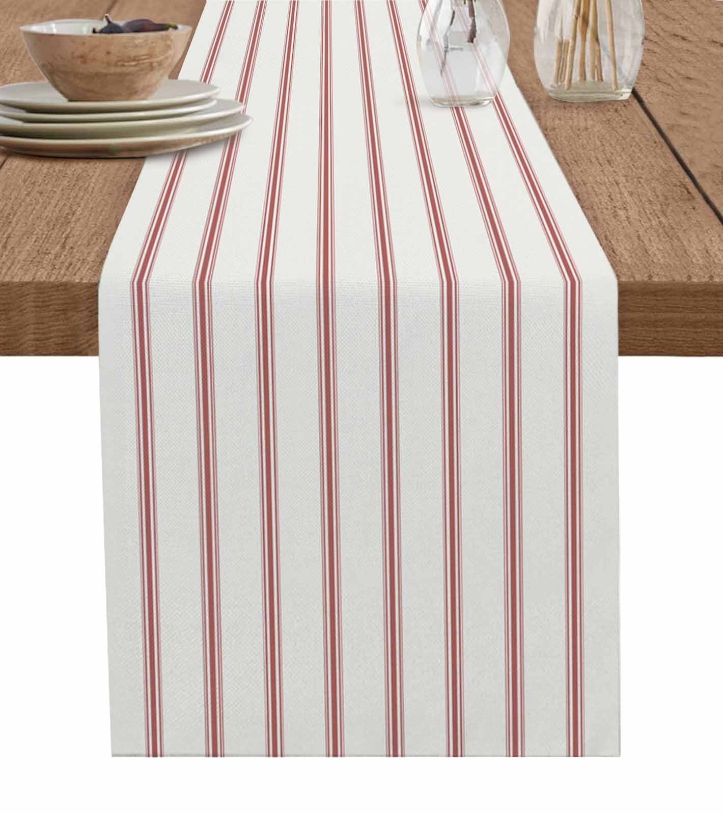 ERUNPONLY Red Striped Table Runner - 72 Inch Long Rustic Red Stripe ...