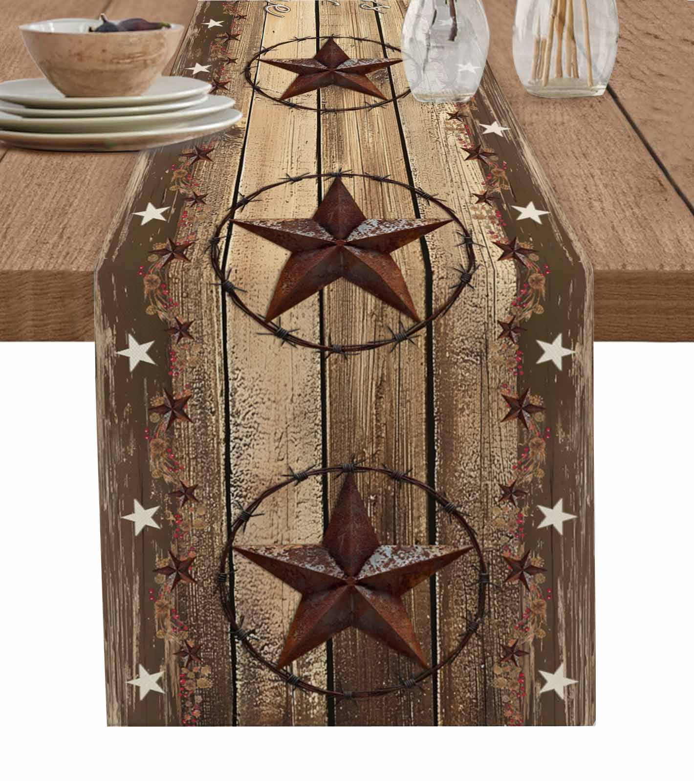 ERUNPONLY Rustic Country Table Runner - 48 Inch Long Western Stars ...