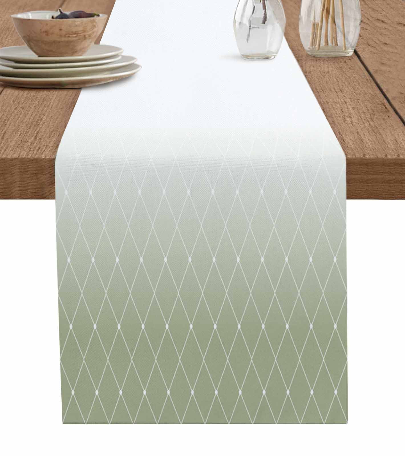 ERUNPONLY Sage Green Ombre Table Runner - 72 Inch Long Modern Geometric ...