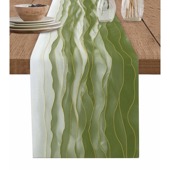ERUNPONLY Sage Green Ombre Table Runner - 72 Inch Long Modern Moire ...