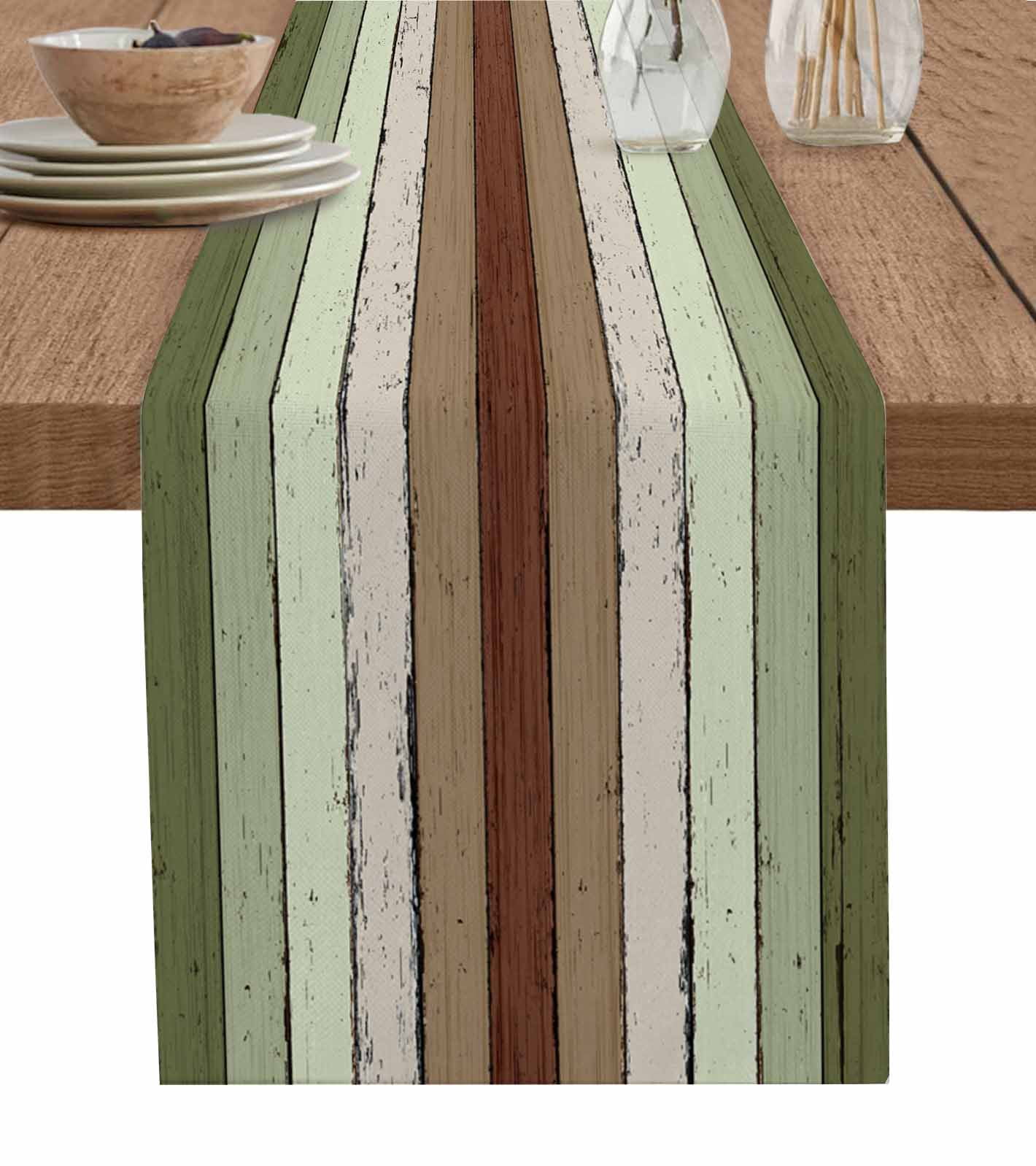 ERUNPONLY Sage Green Table Runner - 70 Inch Long Farmhouse Wood Grain ...
