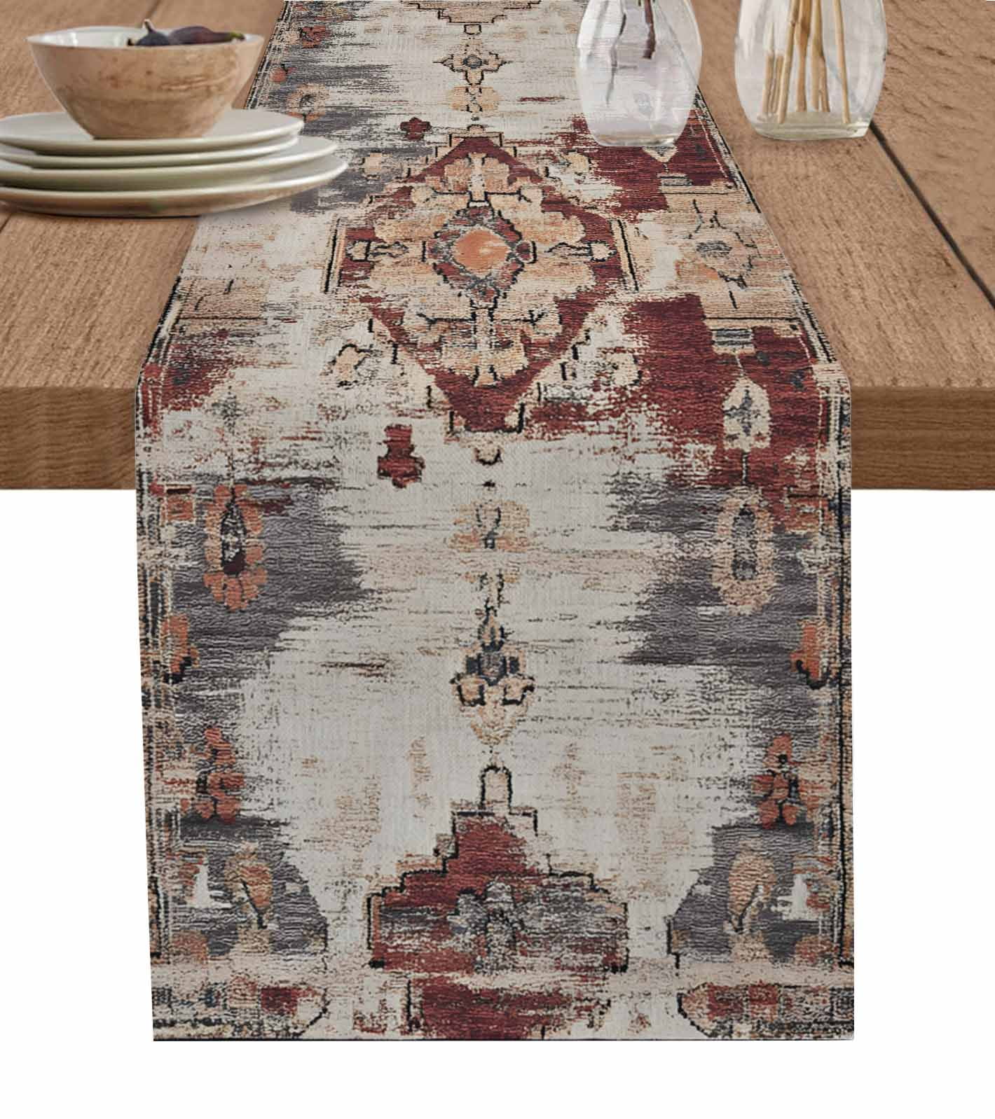 ERUNPONLY Simple Art Table Runner - 70 Inch Long Abstract Modern Color ...