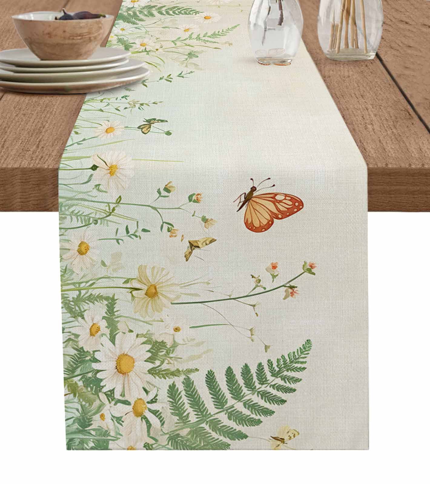 ERUNPONLY Spring Daisy Table Runner - 90 Inch Long Botanical ...