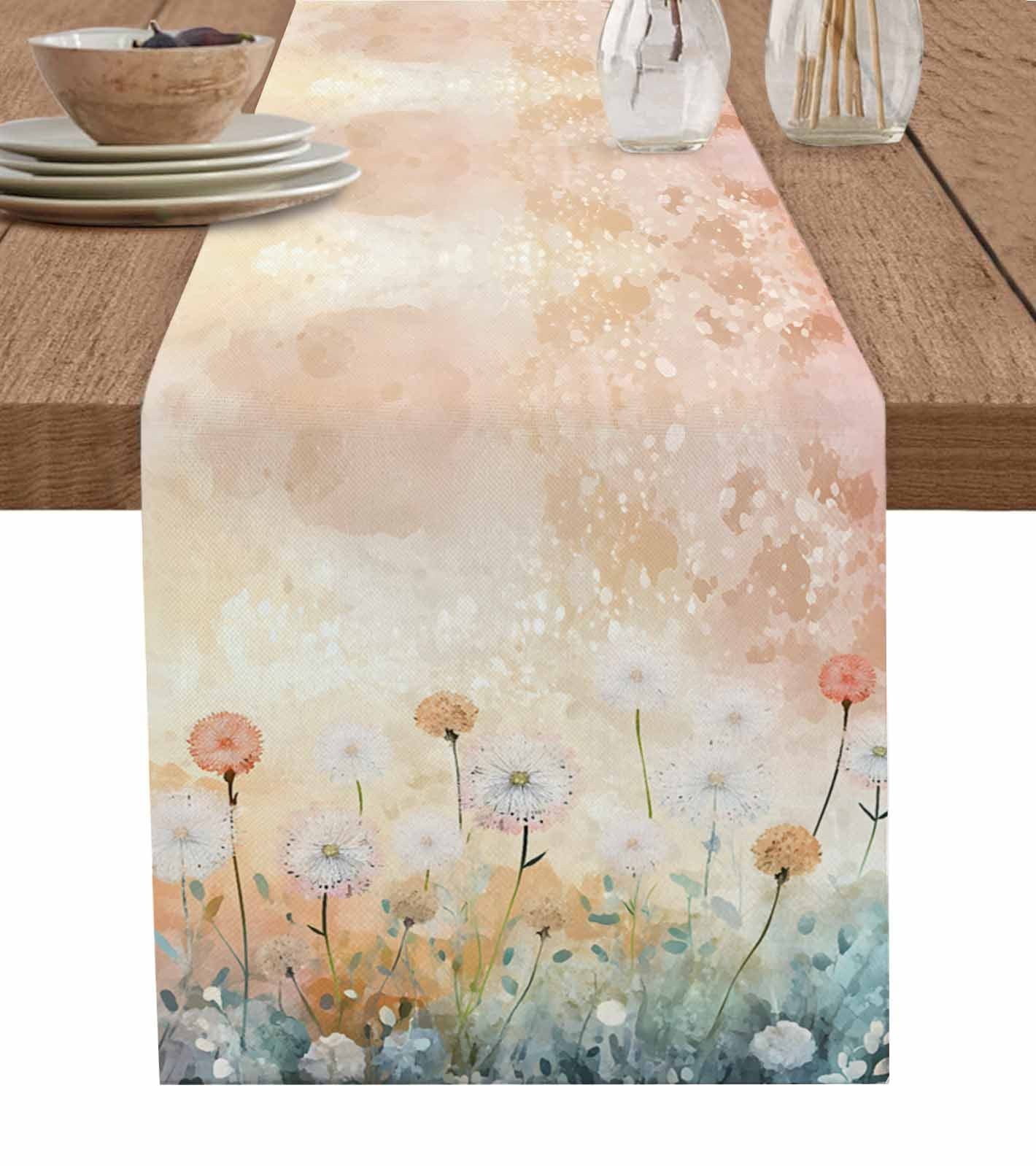 ERUNPONLY Spring Floral Table Runner - 60 Inch Long Farmhouse Botanical ...
