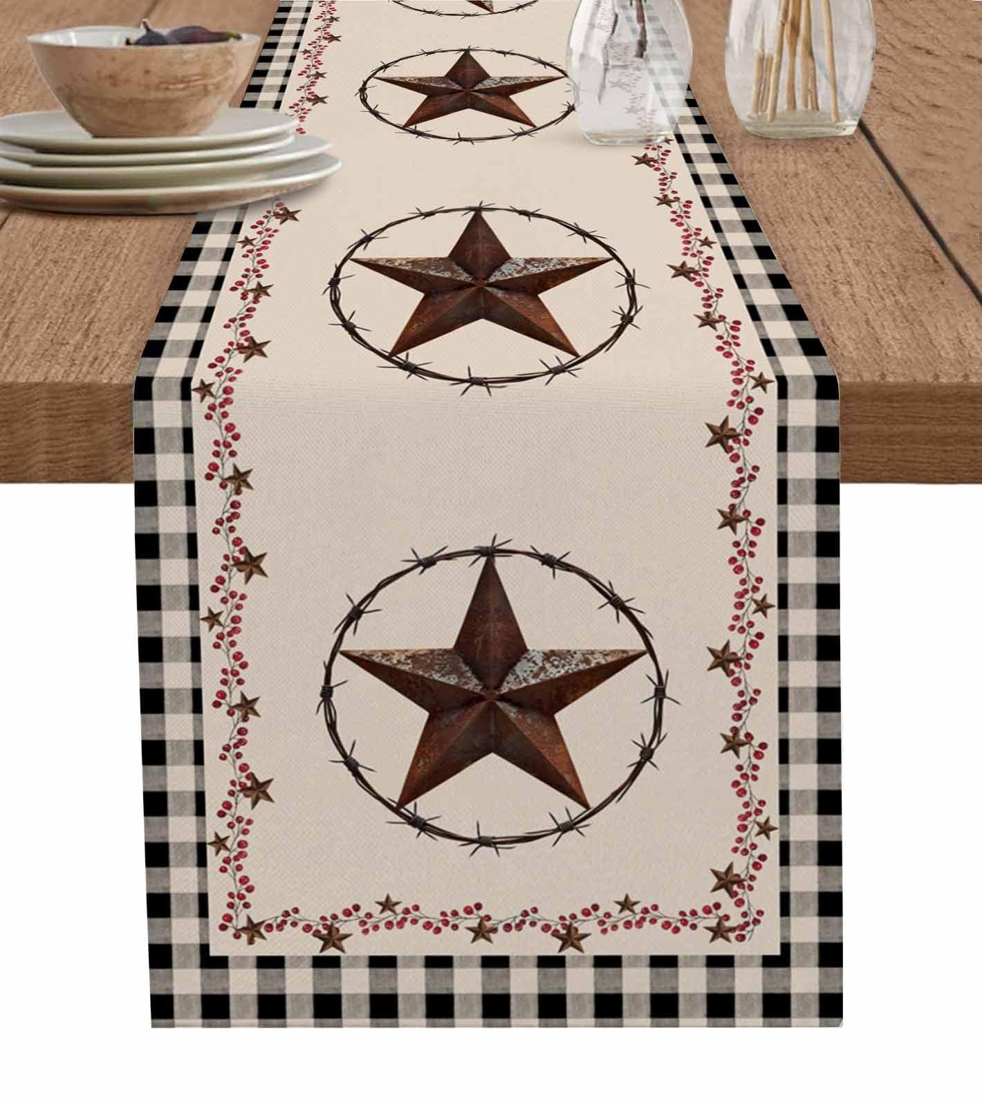 ERUNPONLY Star Country Table Runner - 108 Inch Long Western Texas Farm ...