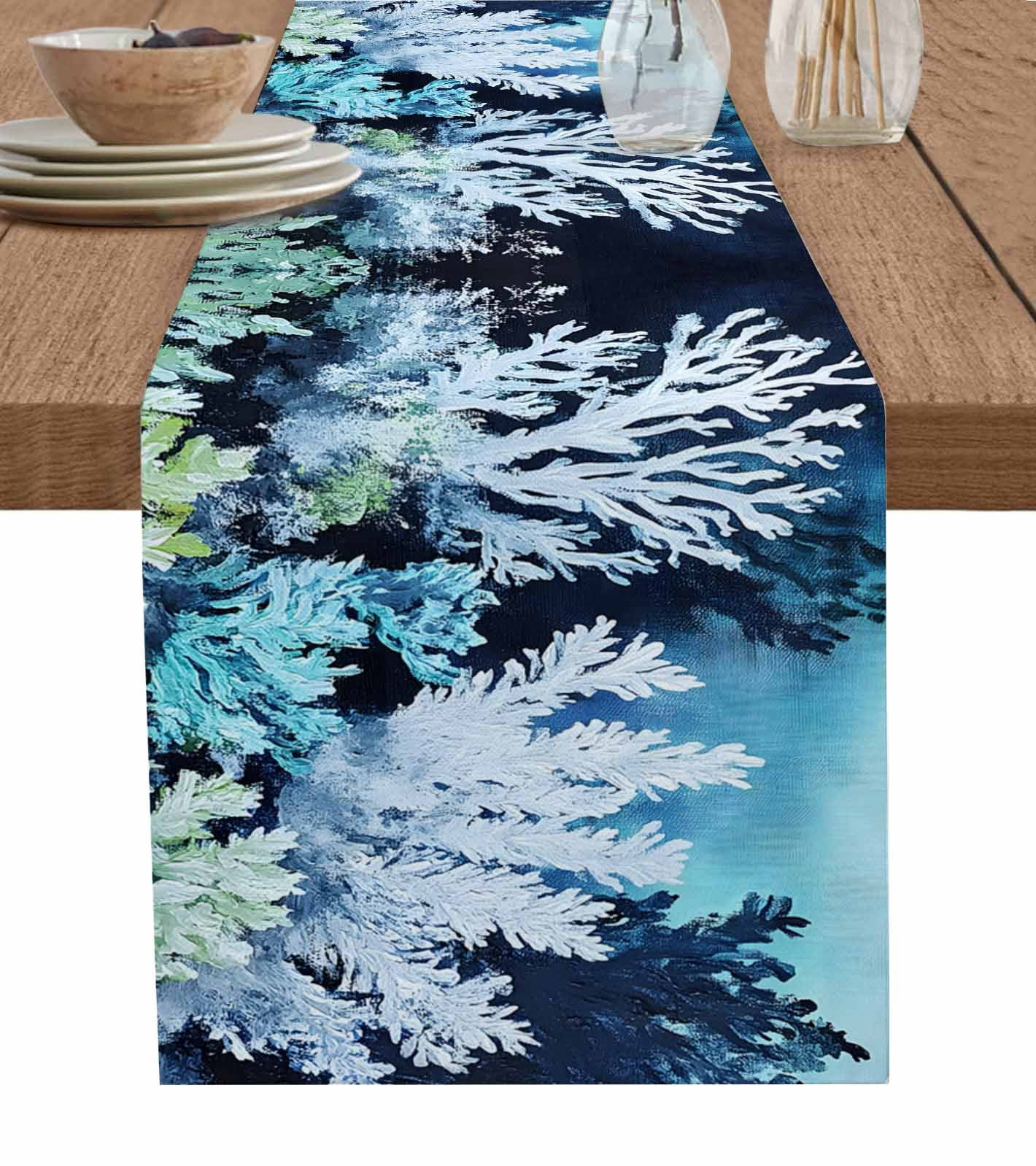 ERUNPONLY Summer Coastal Table Runner - 36 Inch Long Ocean Watercolor ...