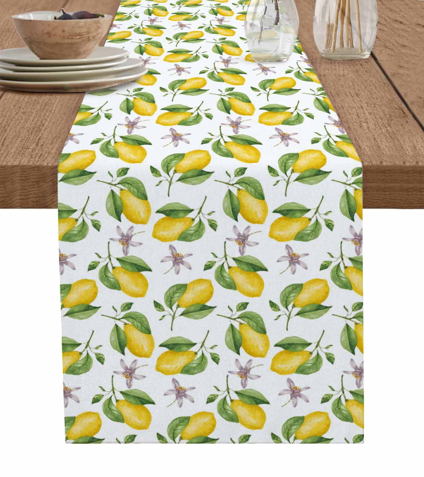 ERUNPONLY Summer Lemon Table Runner - 108 Inch Long Triopical Yellow ...